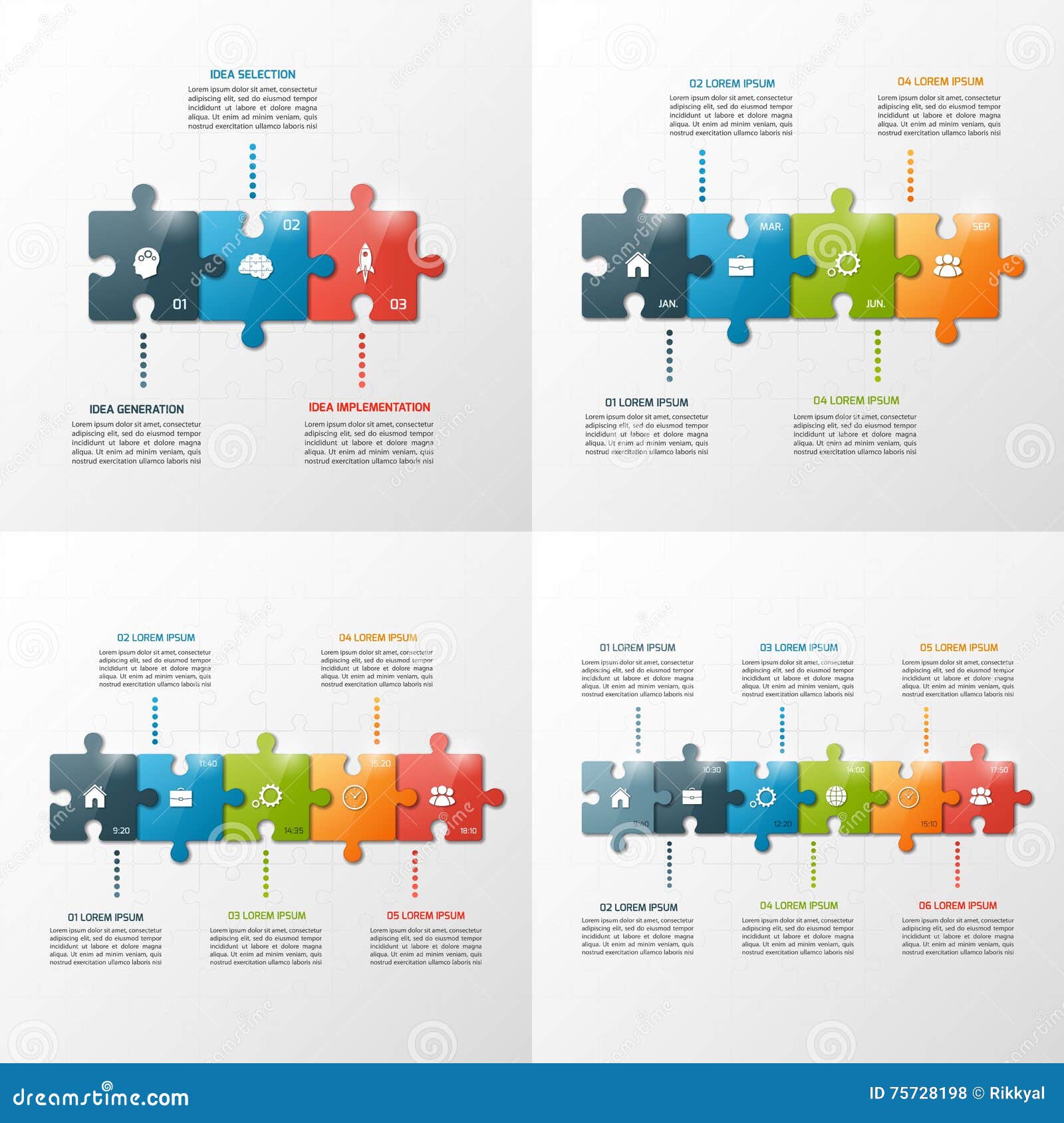 Puzzle Style Infographic That Tells The Steps Of SWOT Timeline Template ...