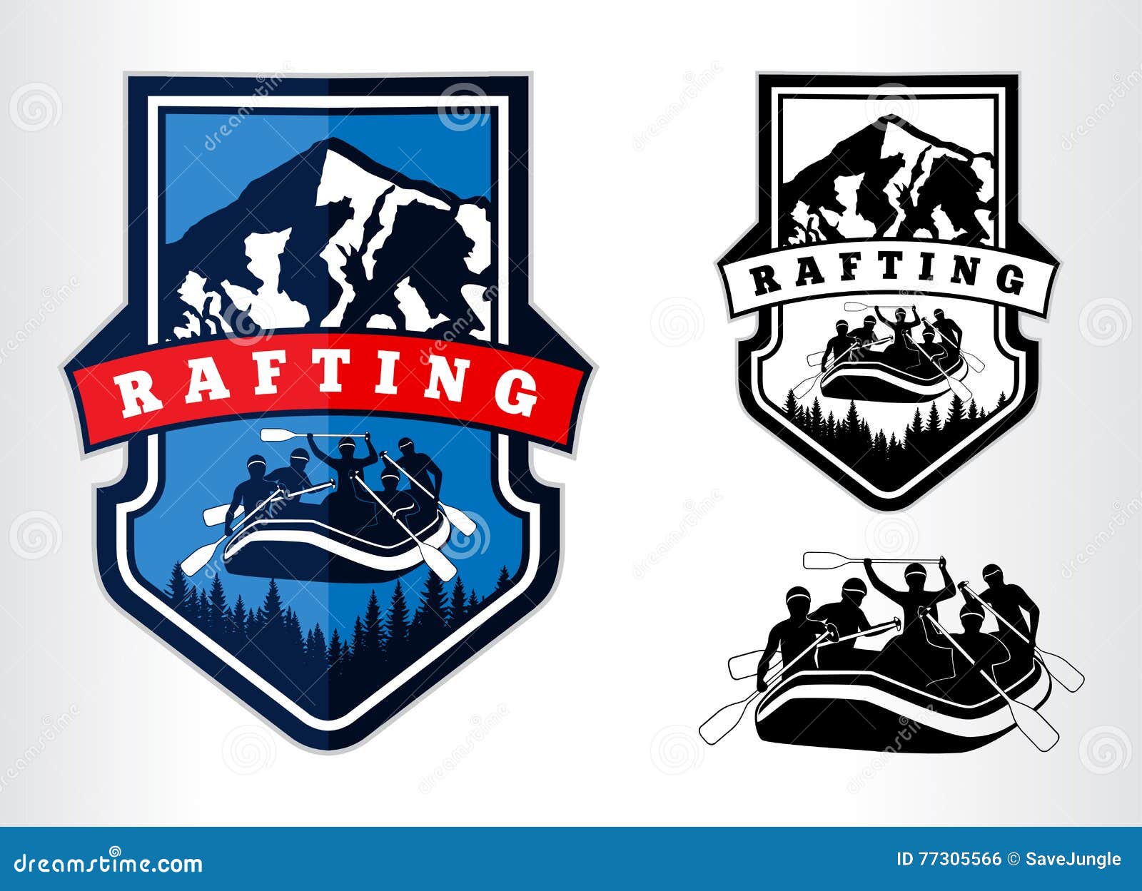 Set of Vector Rafting Emblems Logo Stock Vector - Illustration of ...