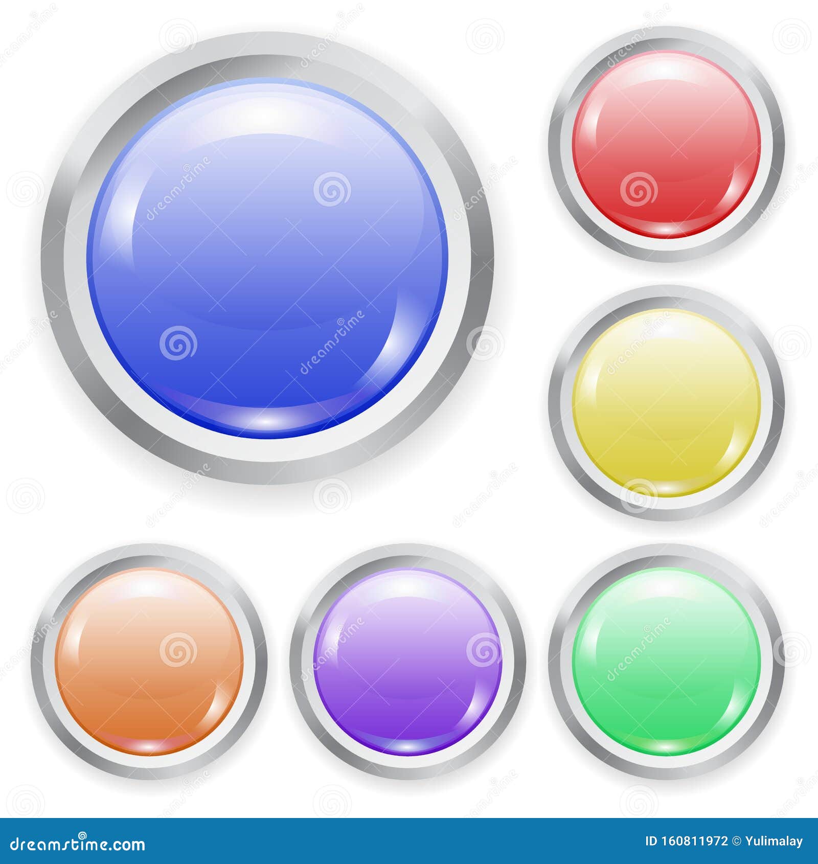 Set of Vector Realistic Color Plastic Button with Patch of Light and ...