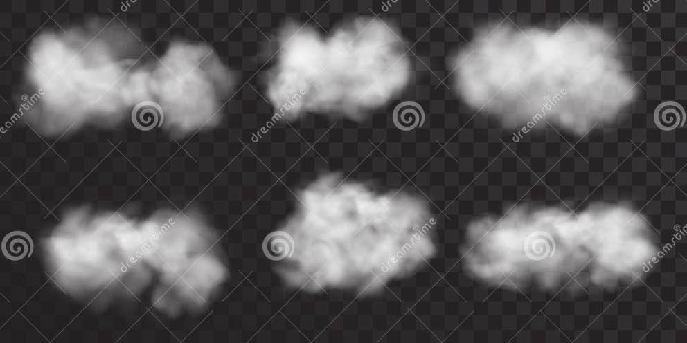 Set of Vector Realistic Cumulus Clouds Isolated on Translucent ...