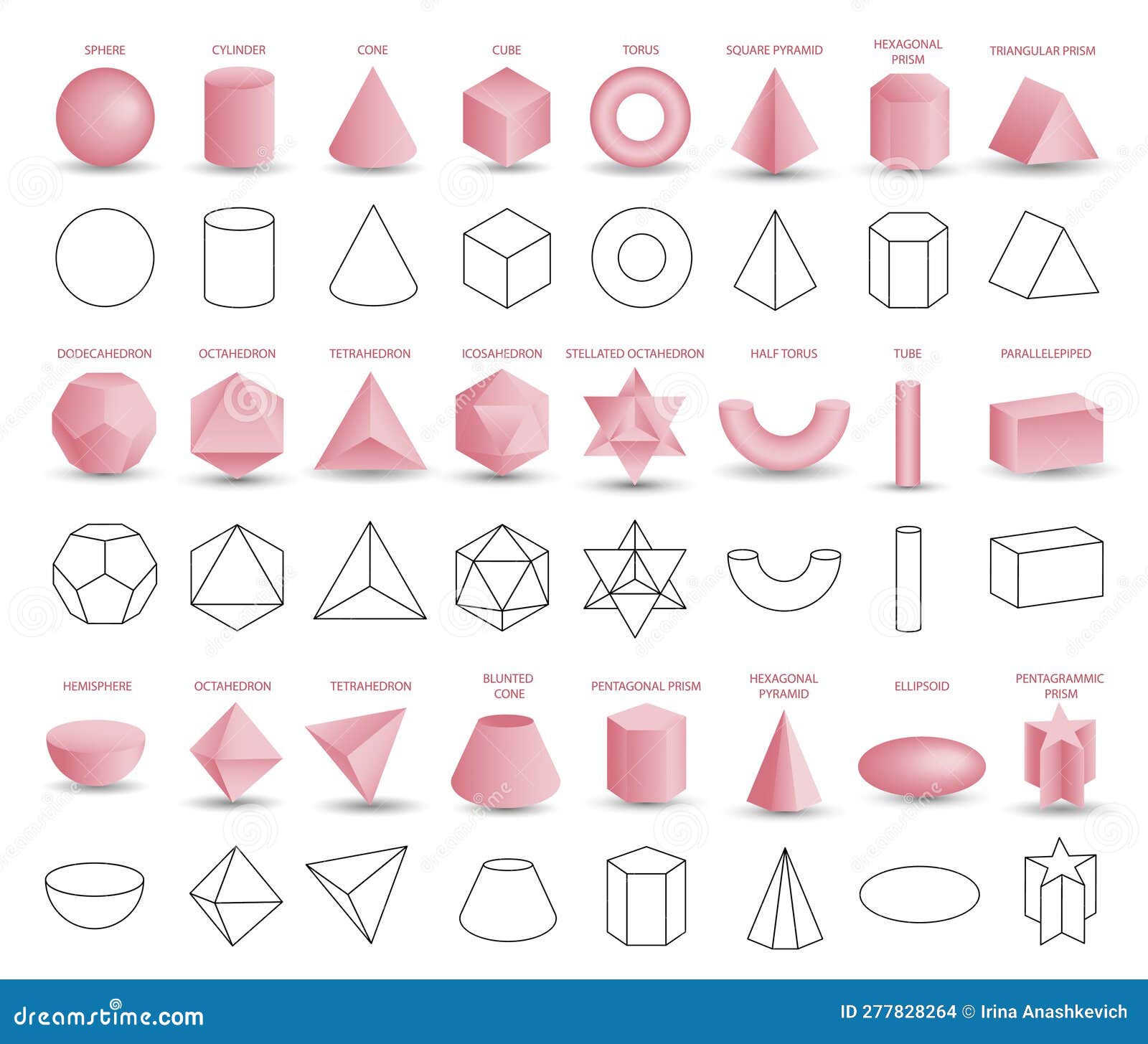 Set of Vector Realistic 3D Pink Geometric Shapes Isolated on White ...