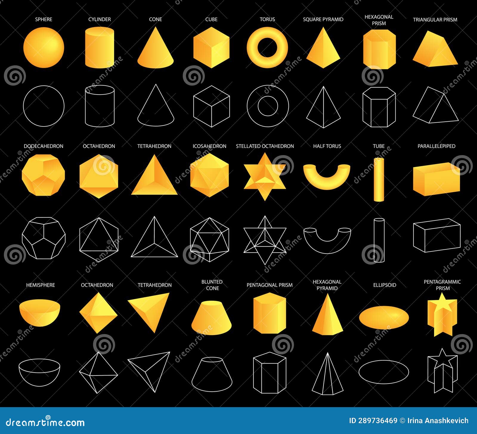 Set of Vector Realistic 3D Yellow Geometric Shapes Isolated on ...