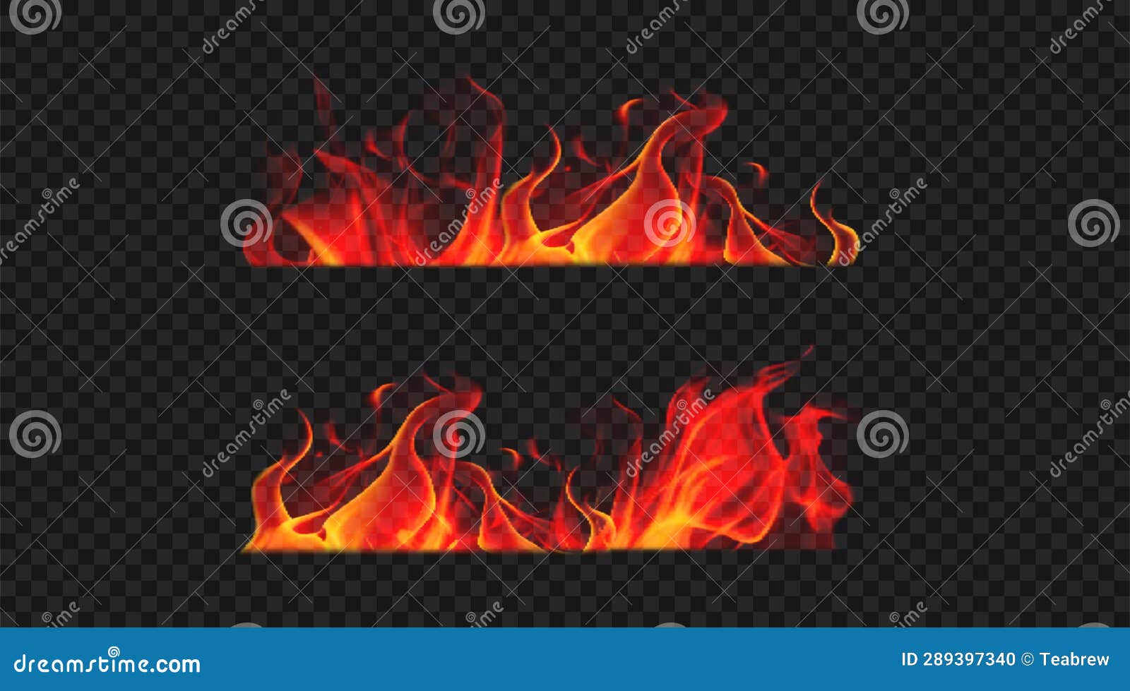 Set of Vector Realistic Horizontal Red Flames. Stock Vector ...