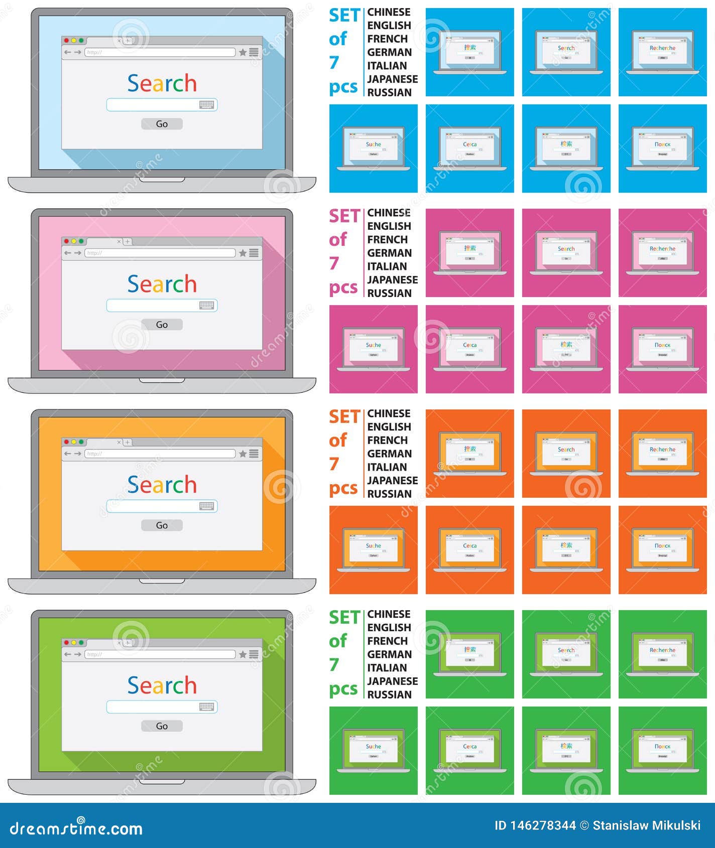 Realistic Search Bar On Blue Background. Search Form Template For ...