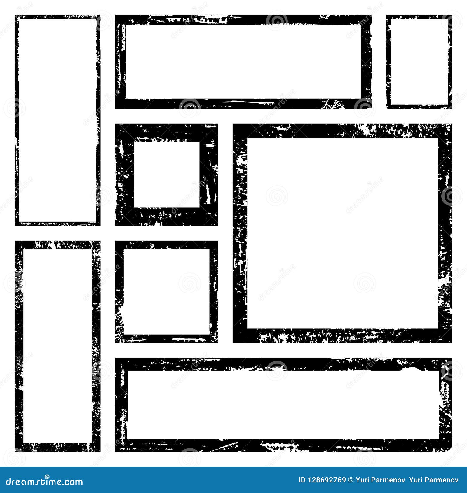 Vector Frames. Squares and Rectangle for Fill Image. Distress Texture ...