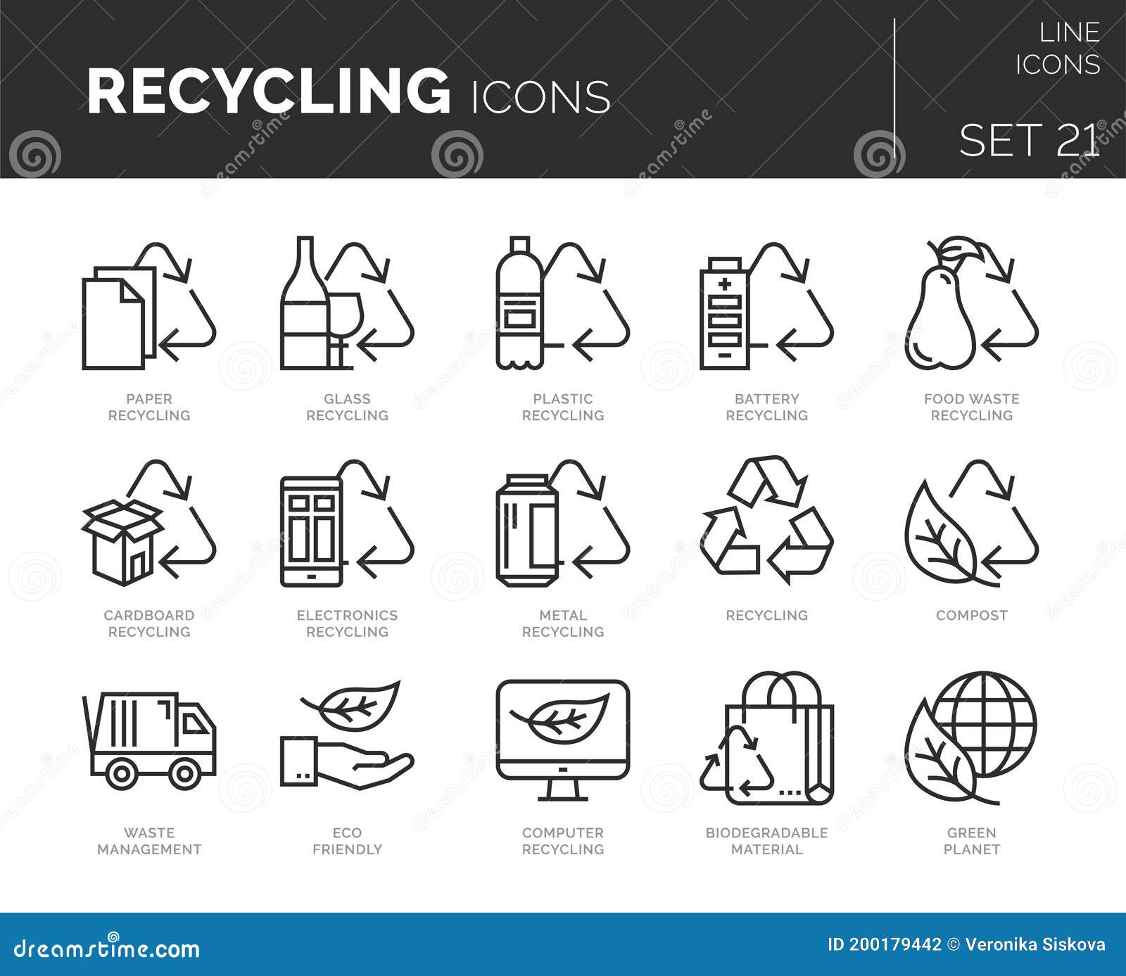 Set of Vector Recycling Icons Stock Vector - Illustration of plastic ...
