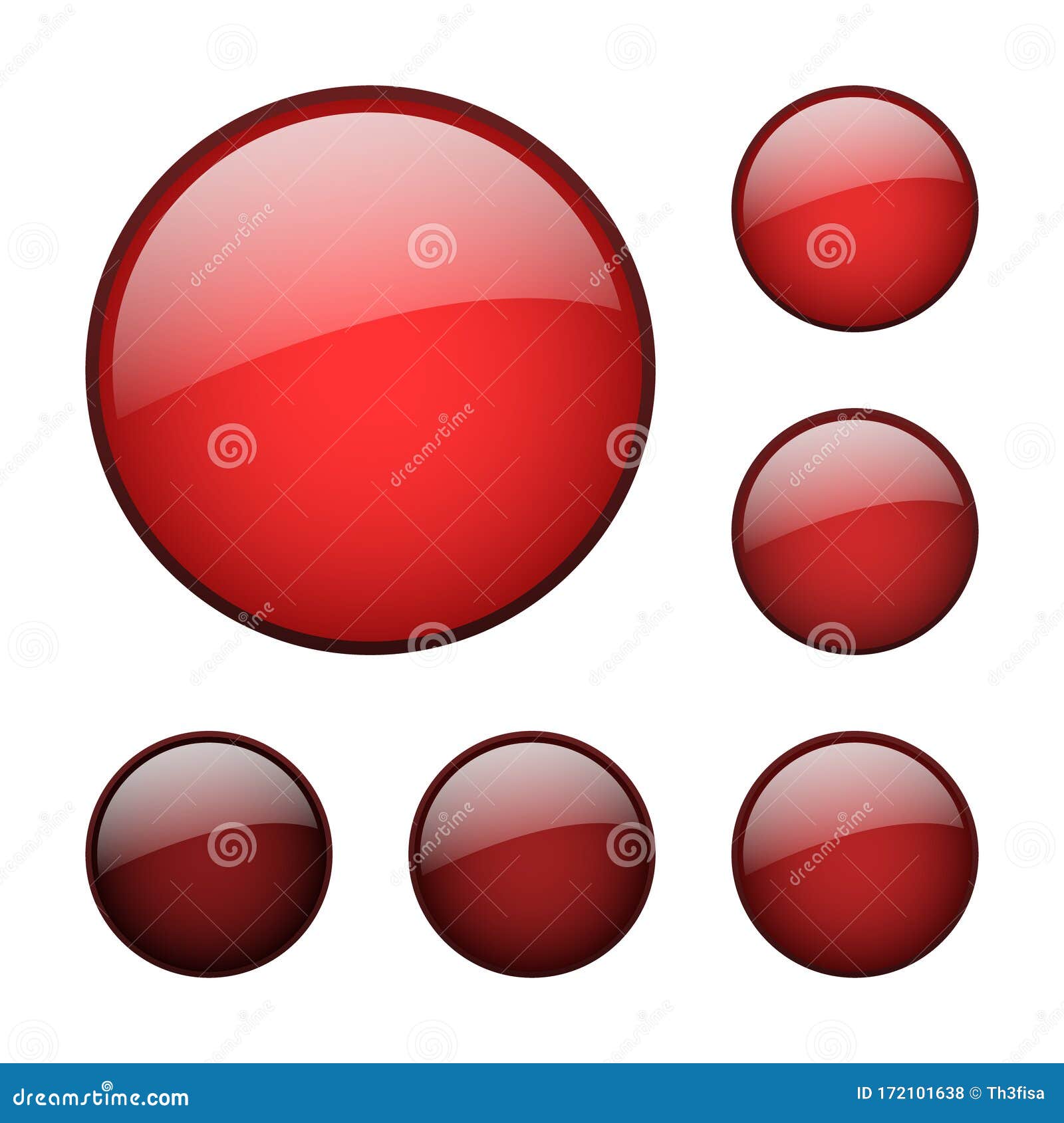 Set of Vector Red Glass Buttons Stock Vector - Illustration of glossy ...