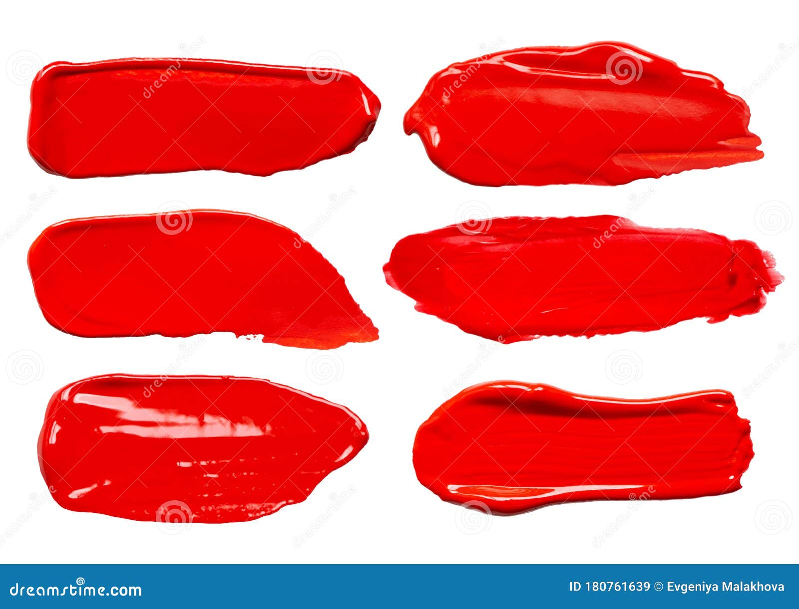 Set of Vector Red Glossy Paint Texture Isolated on White - Acrylic ...