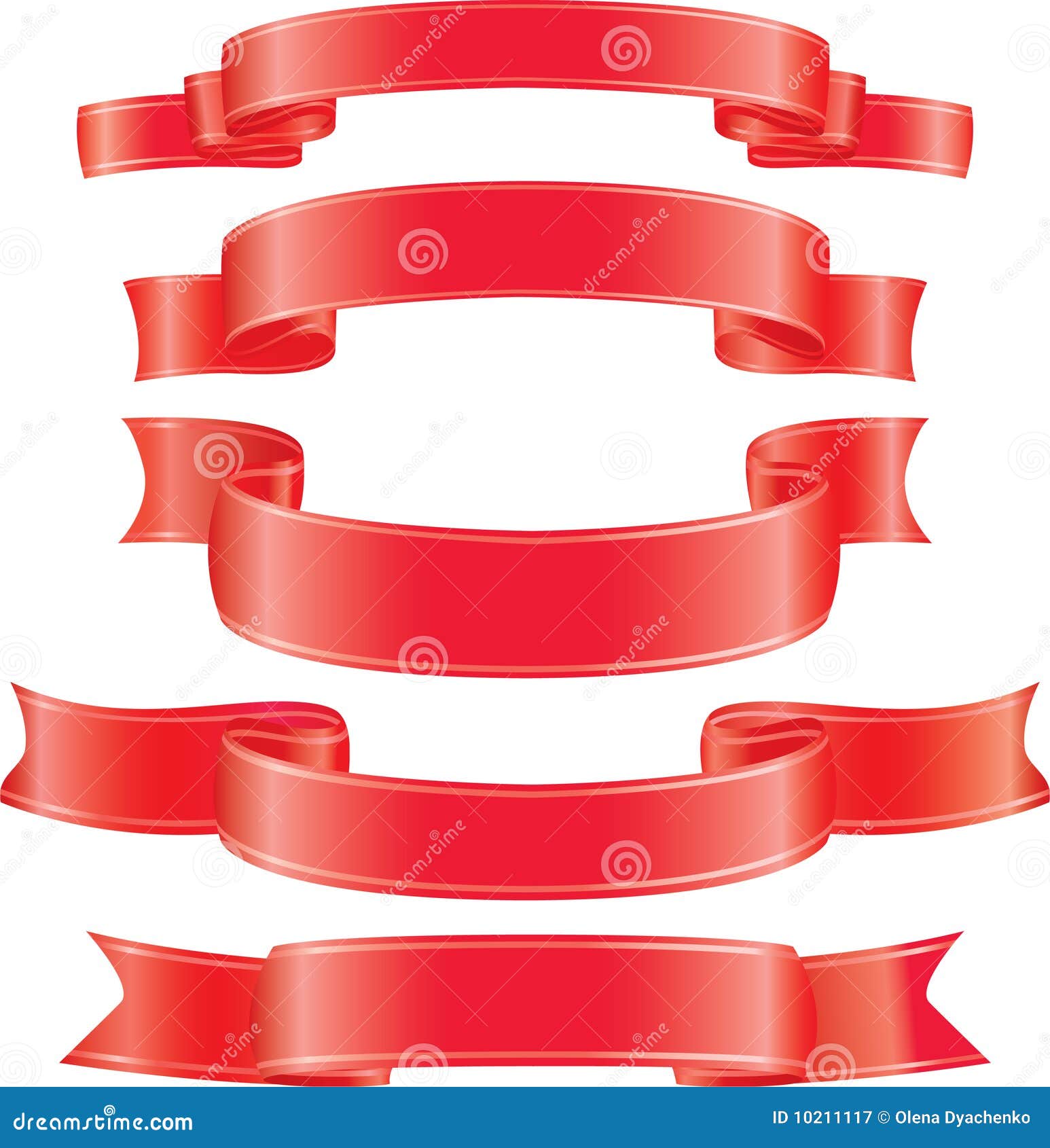 Set of vector red ribbons. stock vector. Illustration of celebration ...