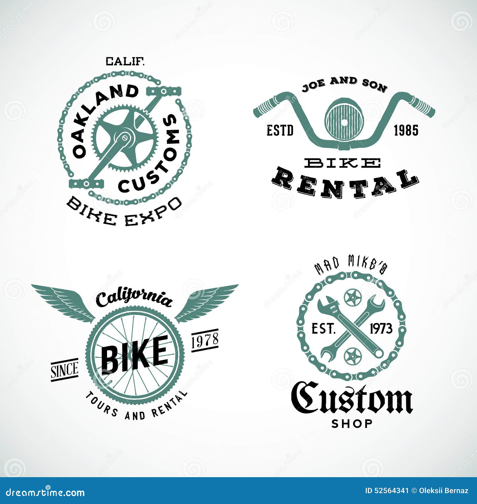 Set of Vector Retro Bicycle Custom Labels or Logos Stock Vector ...