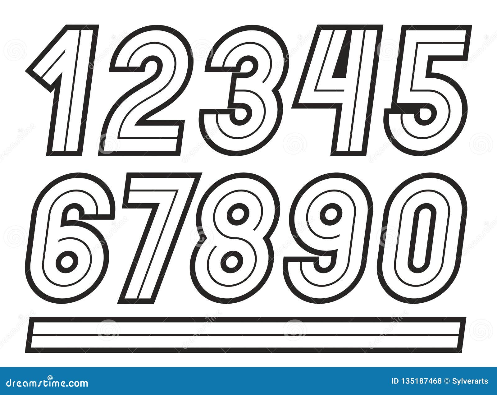 Set of Vector Retro Bold Numbers from 0 To 9 Best for Use in Logotype ...