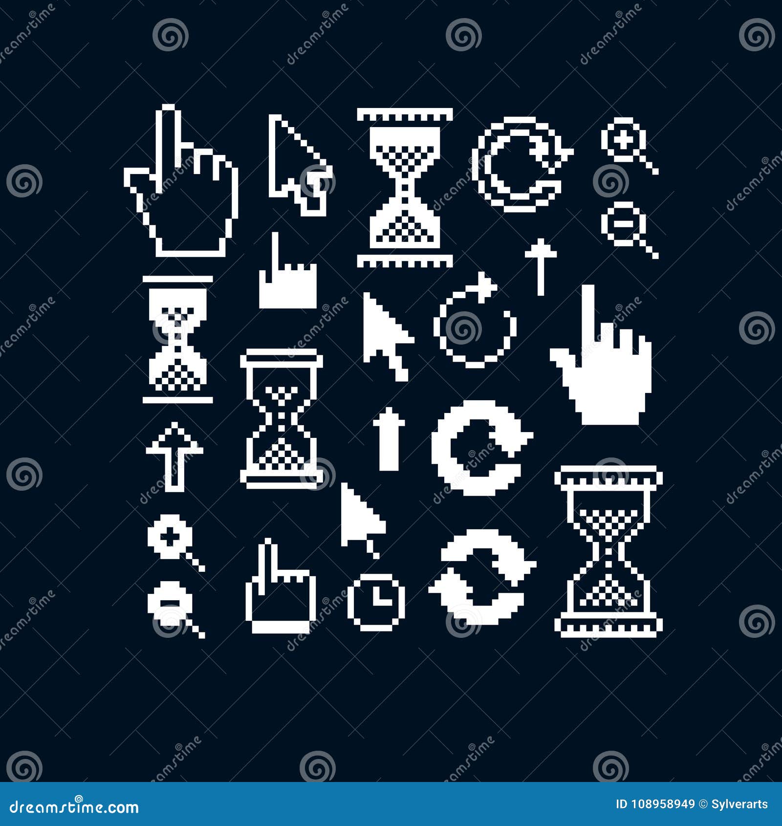 Set of Vector Retro Cursor Signs Made in Pixel Art Style. Simplistic ...