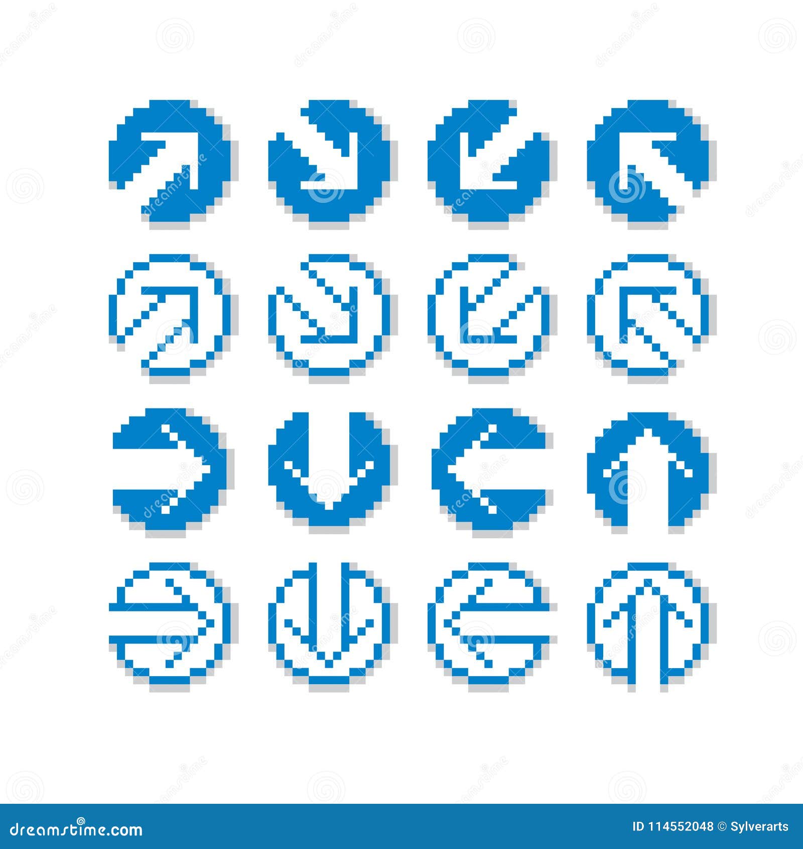 Set of Vector Retro Cursor Signs Made in Pixel Art Style. Simplistic ...