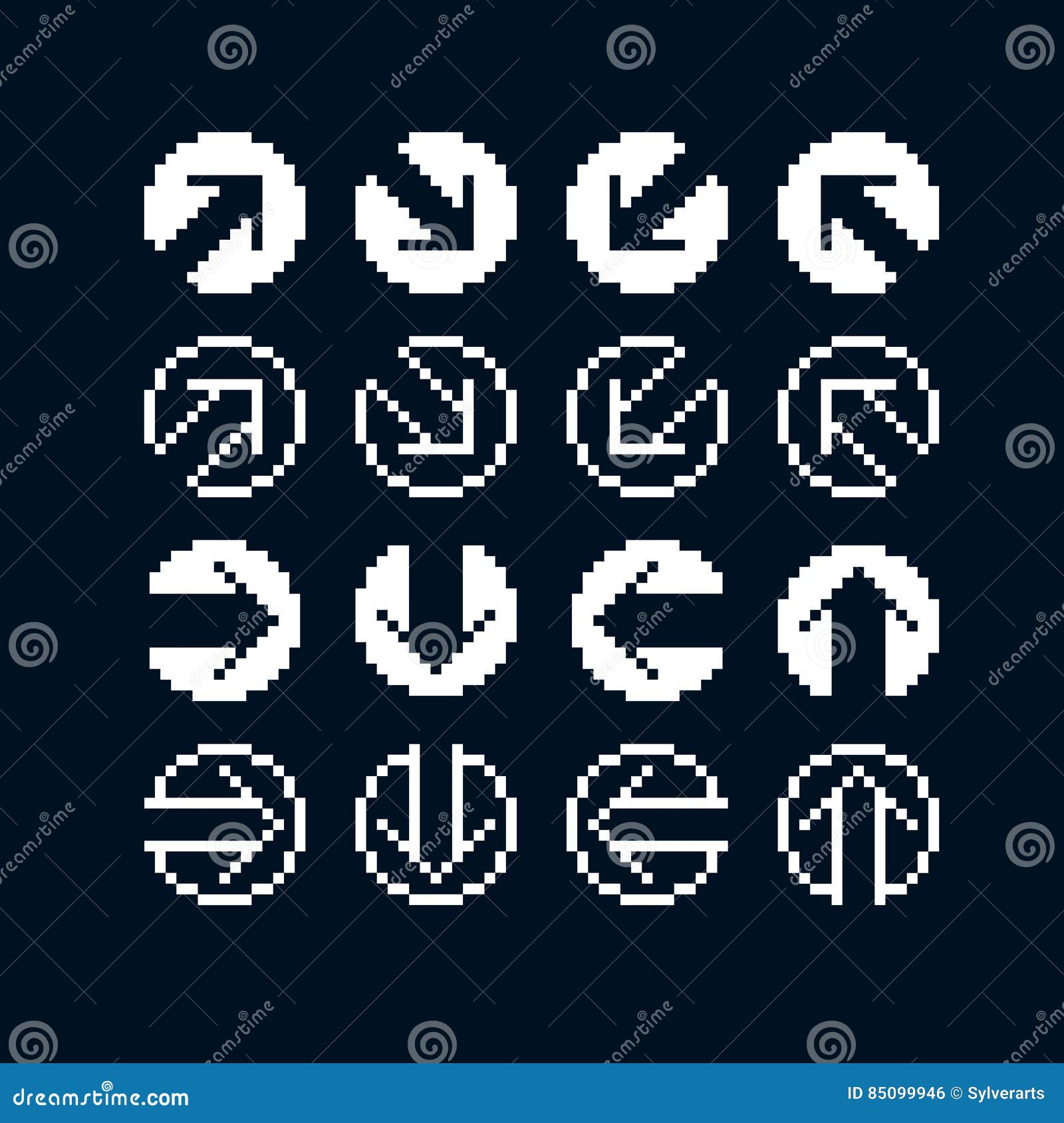 Set Of Vector Retro Cursor Signs Made In Pixel Art Style. Simplistic ...
