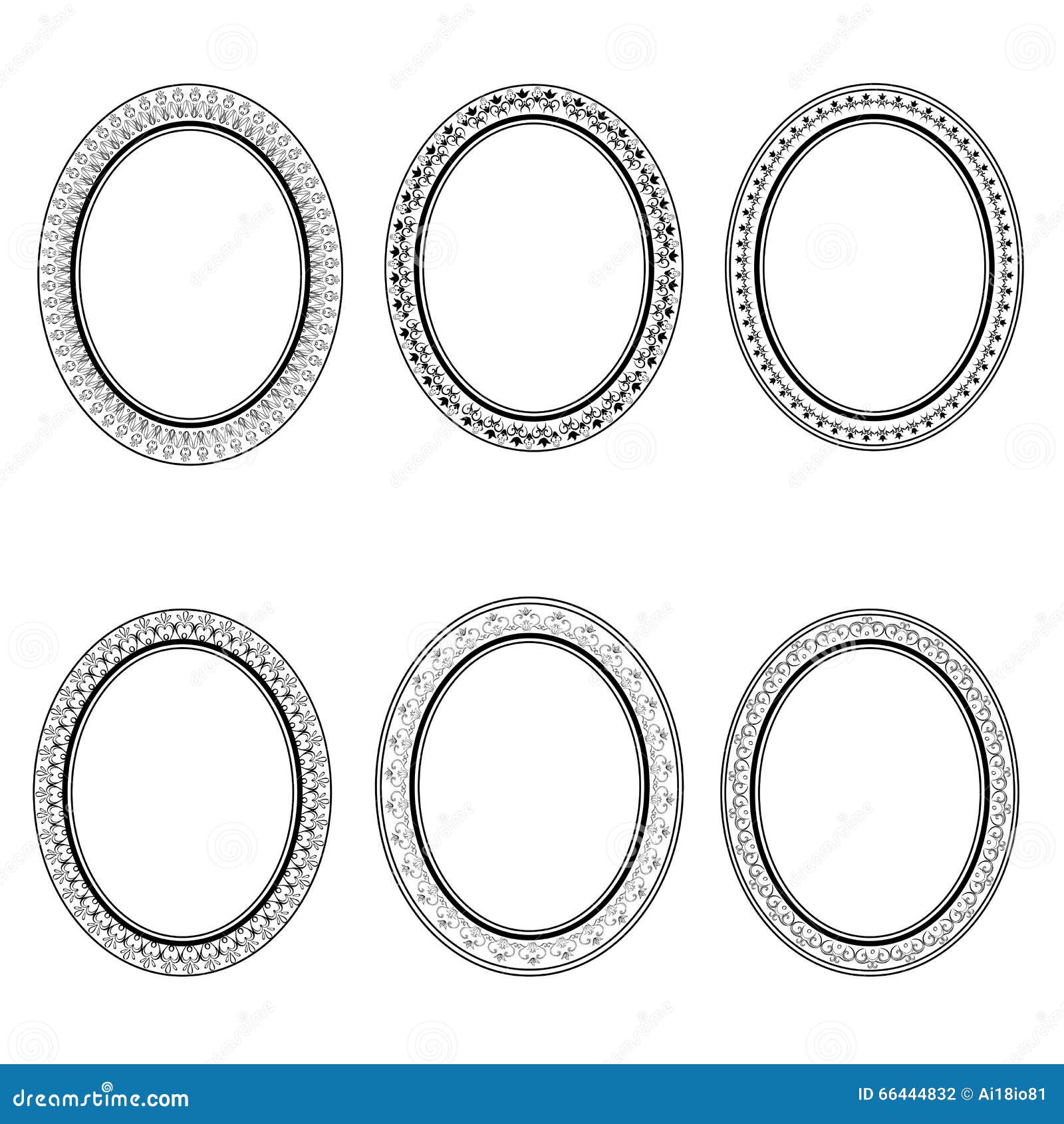 Set of Vector Retro Oval Frame Stock Vector - Illustration of ...