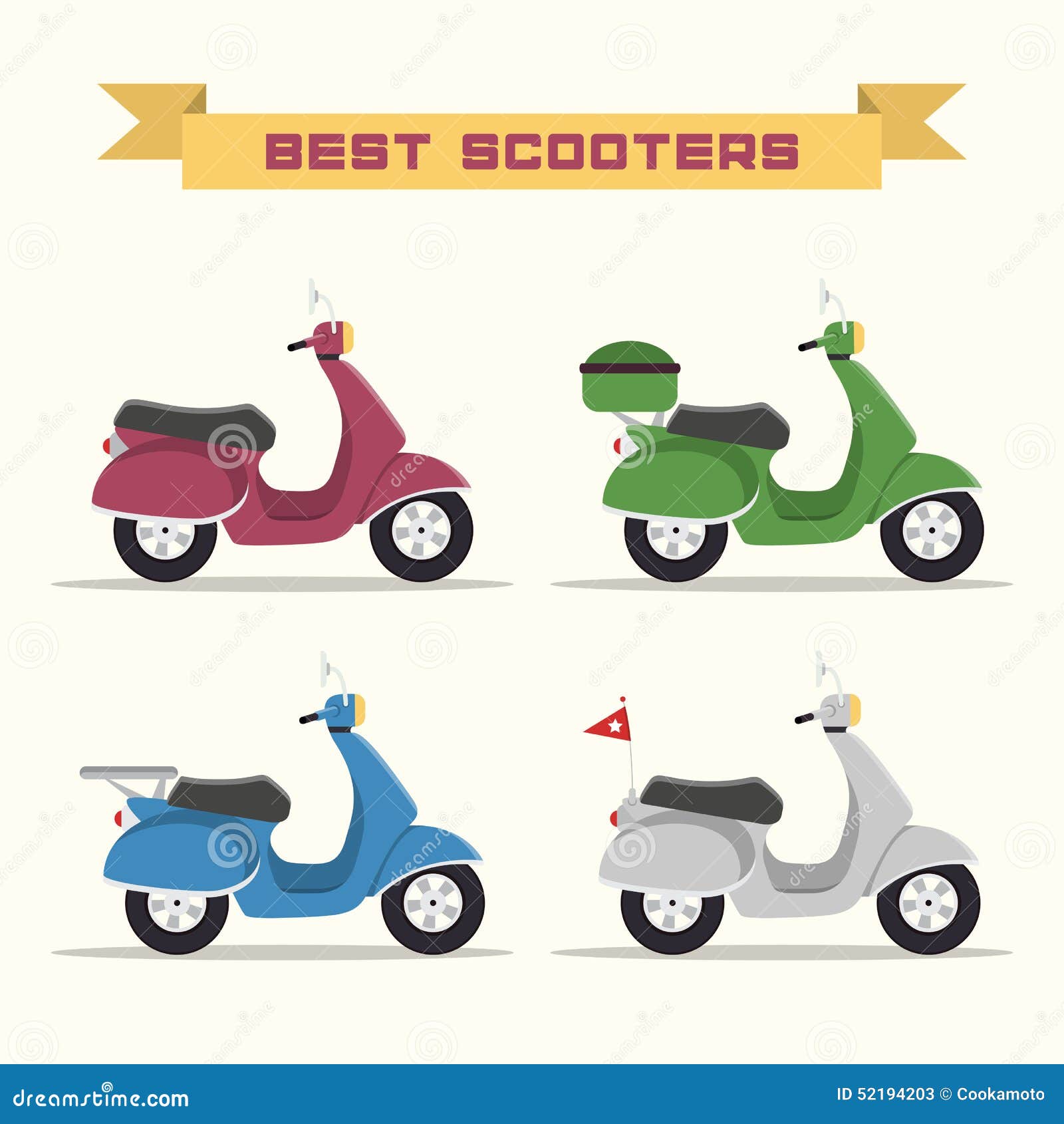 Set Of Vector Retro Scooters | CartoonDealer.com #52194203