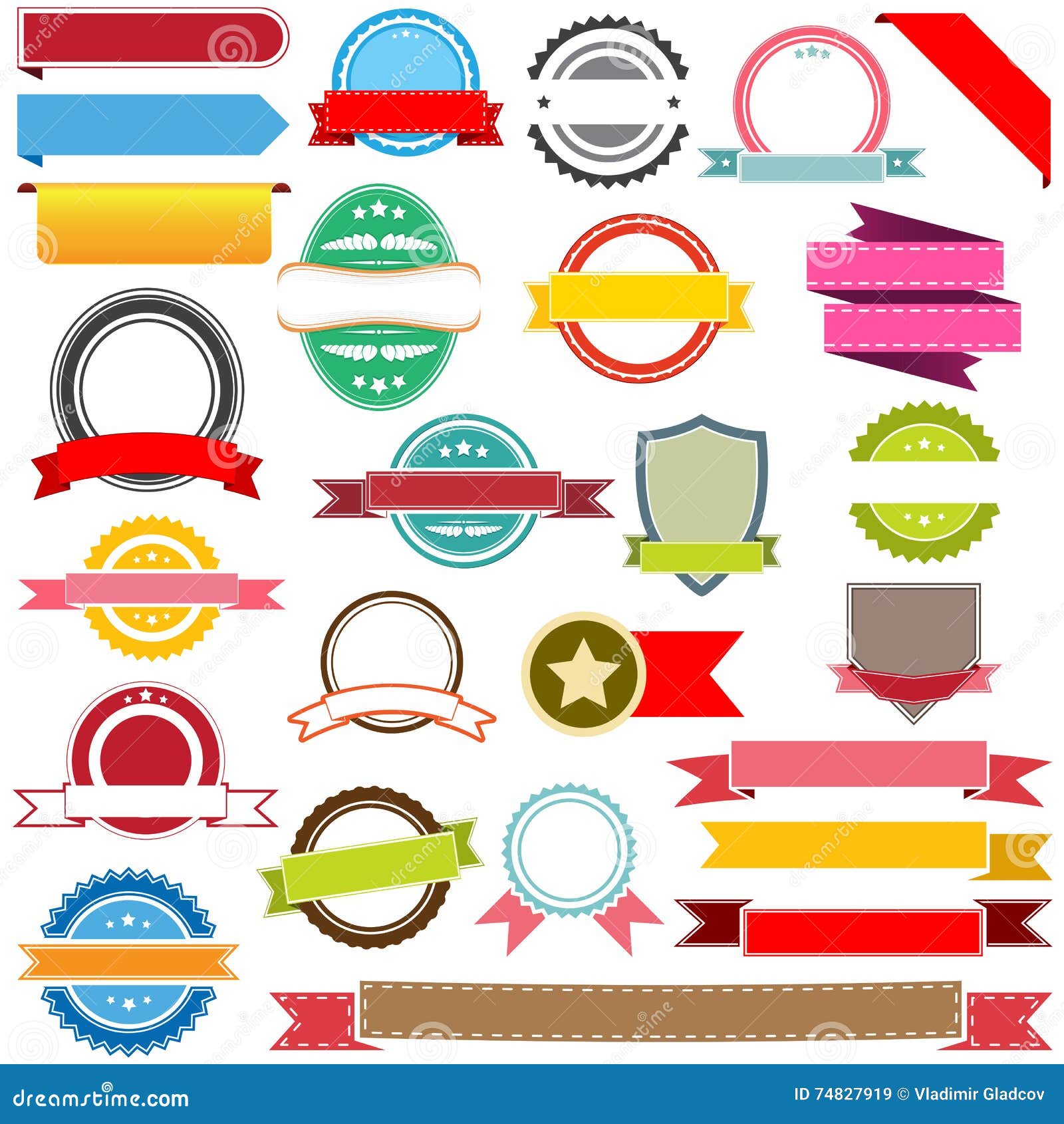 Set of Vector Ribbons, Labels, Banners and Emblems Stock Vector ...