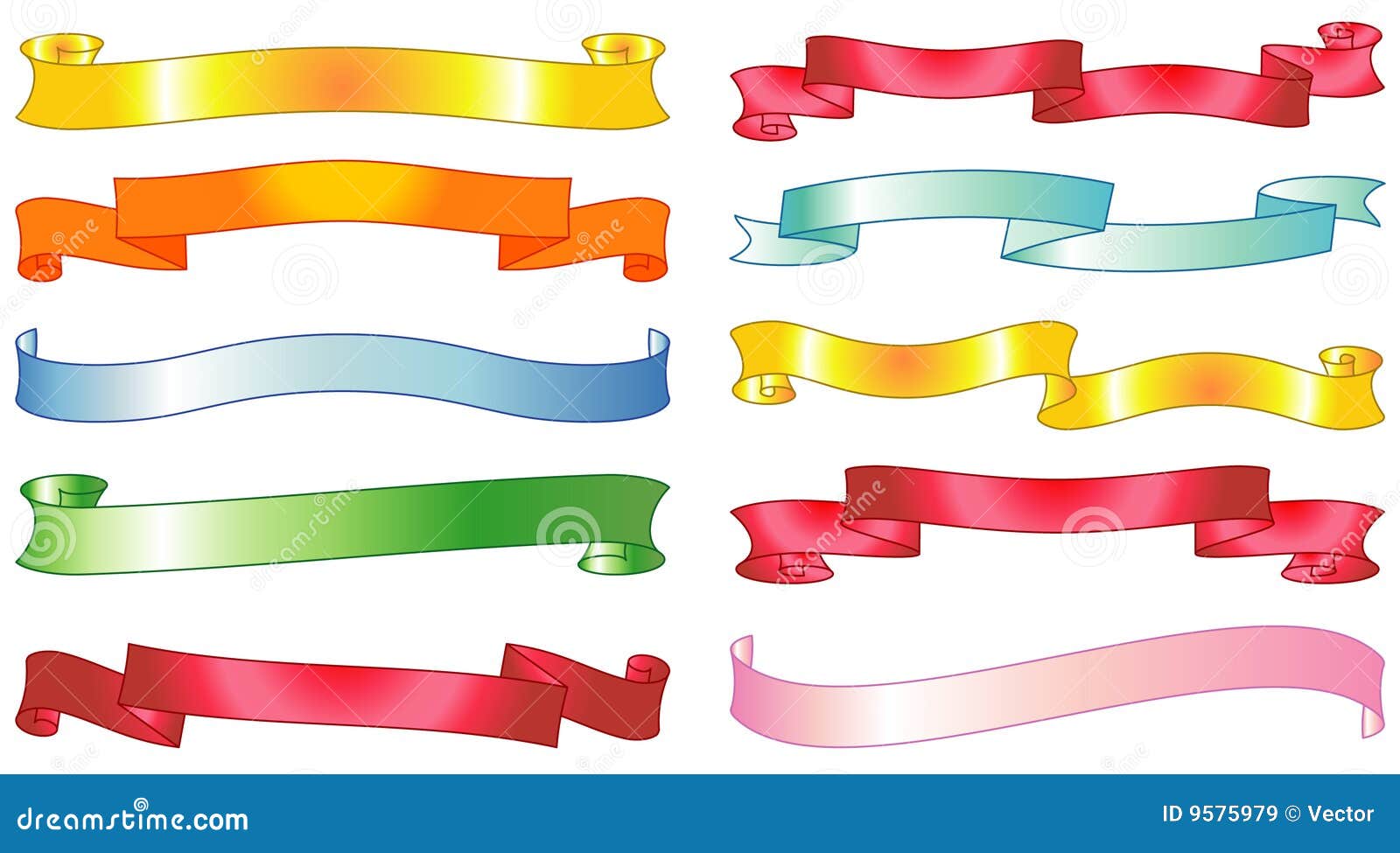 Set of Vector Ribbons and Scrolls Stock Vector - Illustration of shape ...