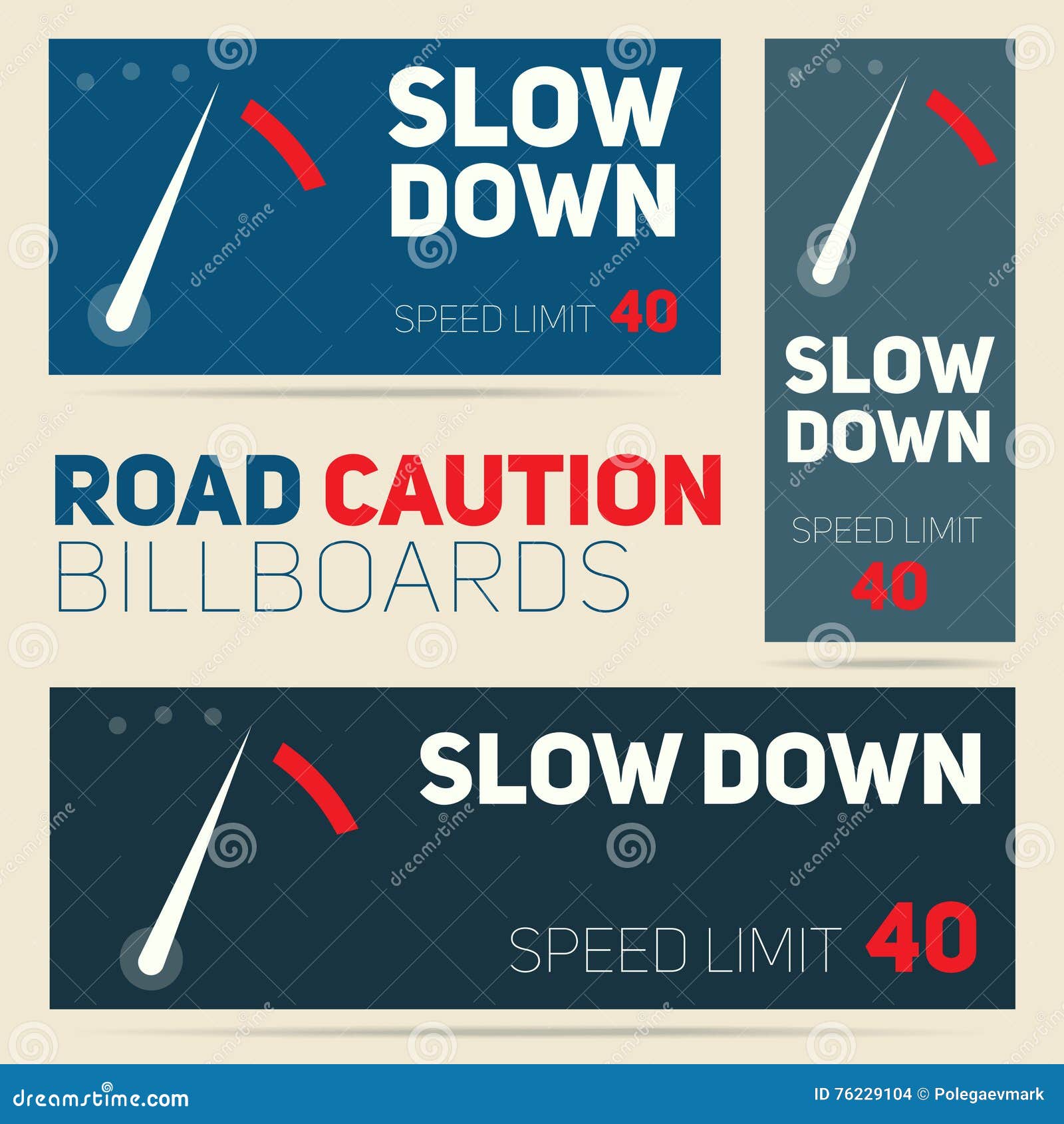 Set of Vector Road Caution Billboards Design. Speed Limit Sign B Stock ...
