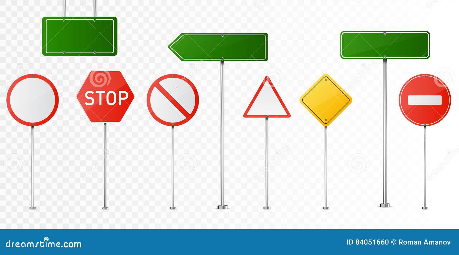 Set of Vector Road Signs on Transparent Background. Stock Vector ...