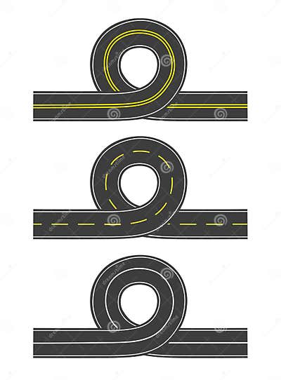 Set of Vector Roads with Loop Stock Vector - Illustration of curve ...