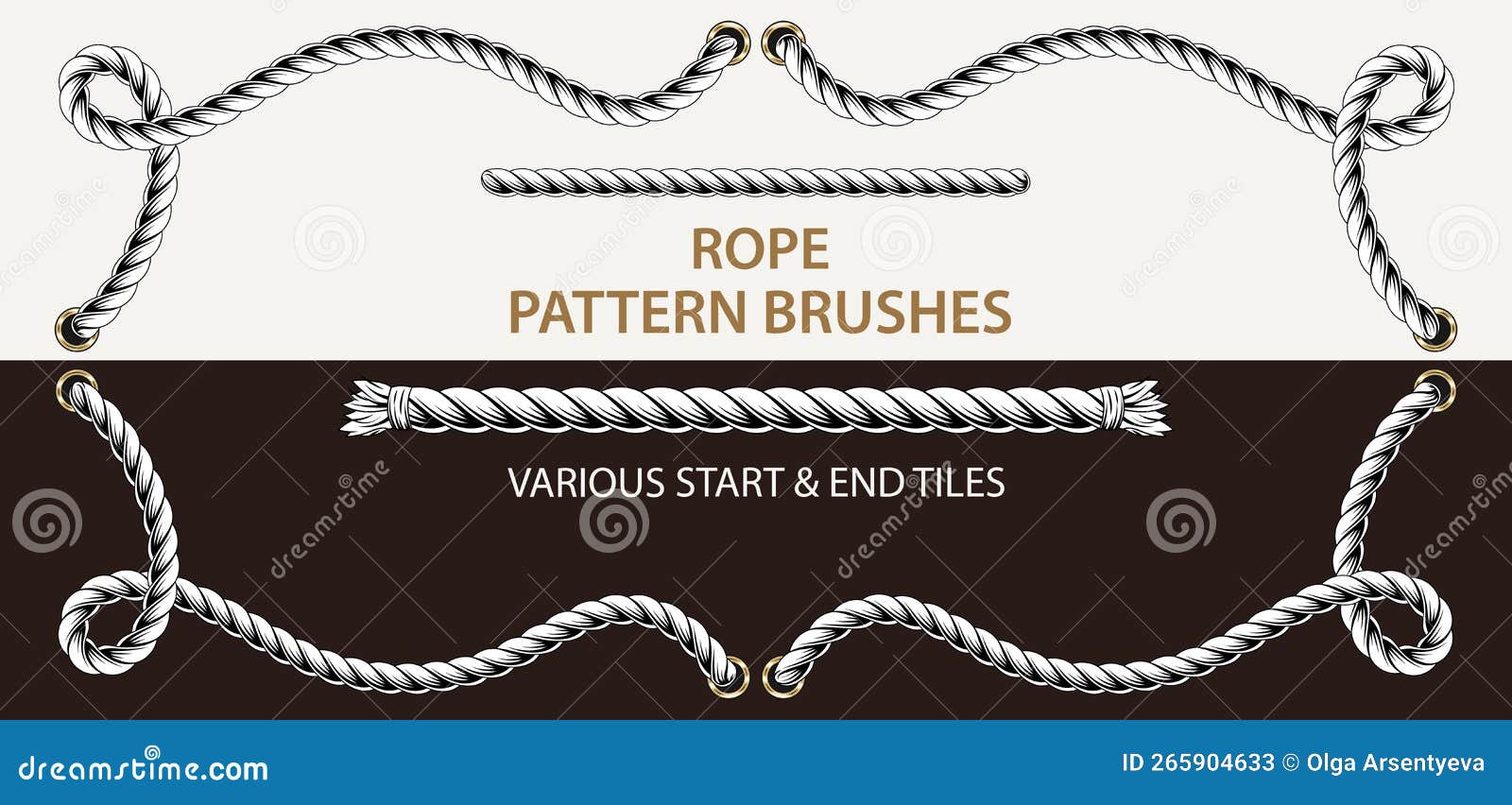Set of 2 Vector Rope Pattern Brushes. Stock Vector - Illustration of ...