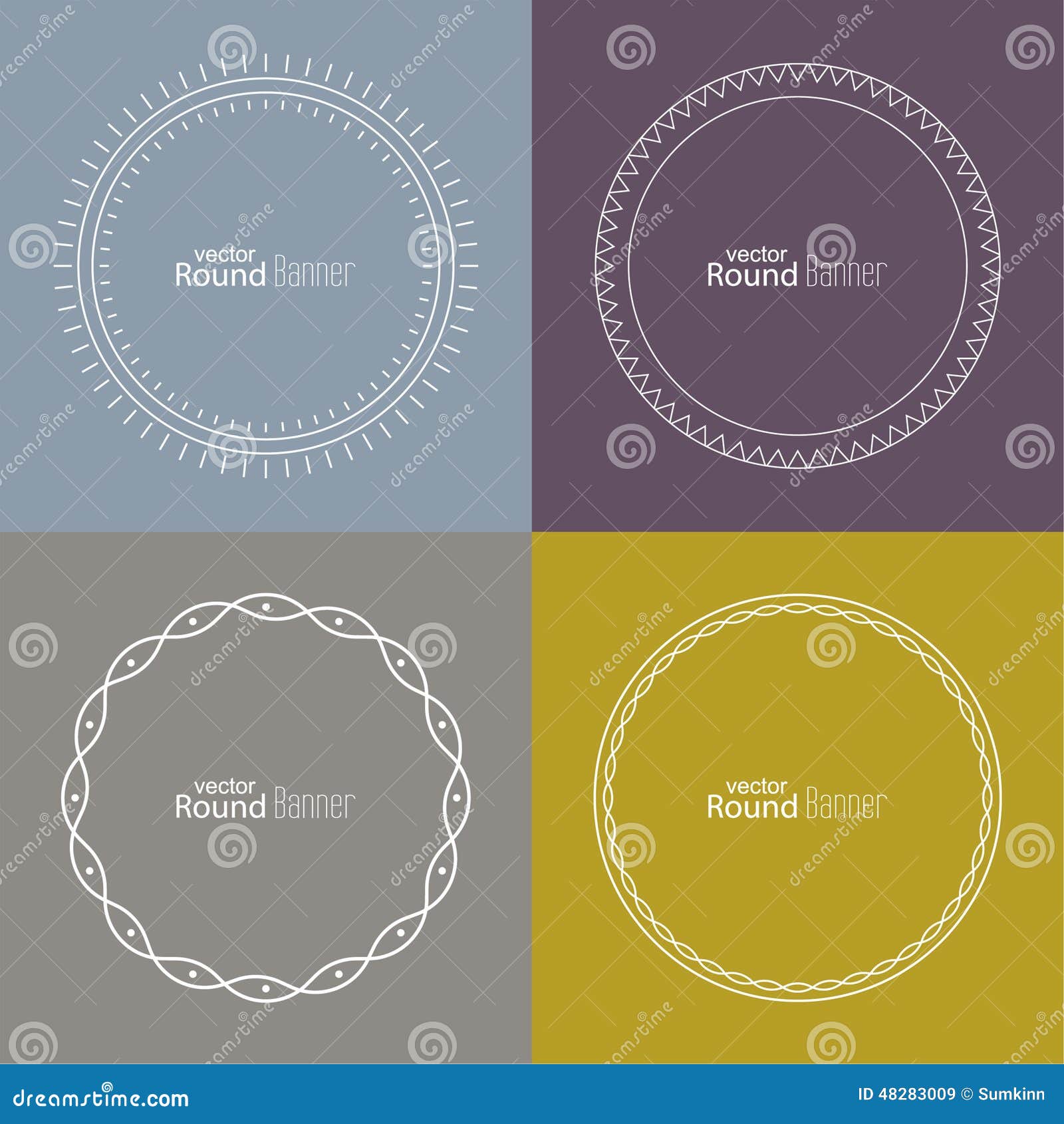 Set of Vector Round Banners Stock Vector - Illustration of contour ...