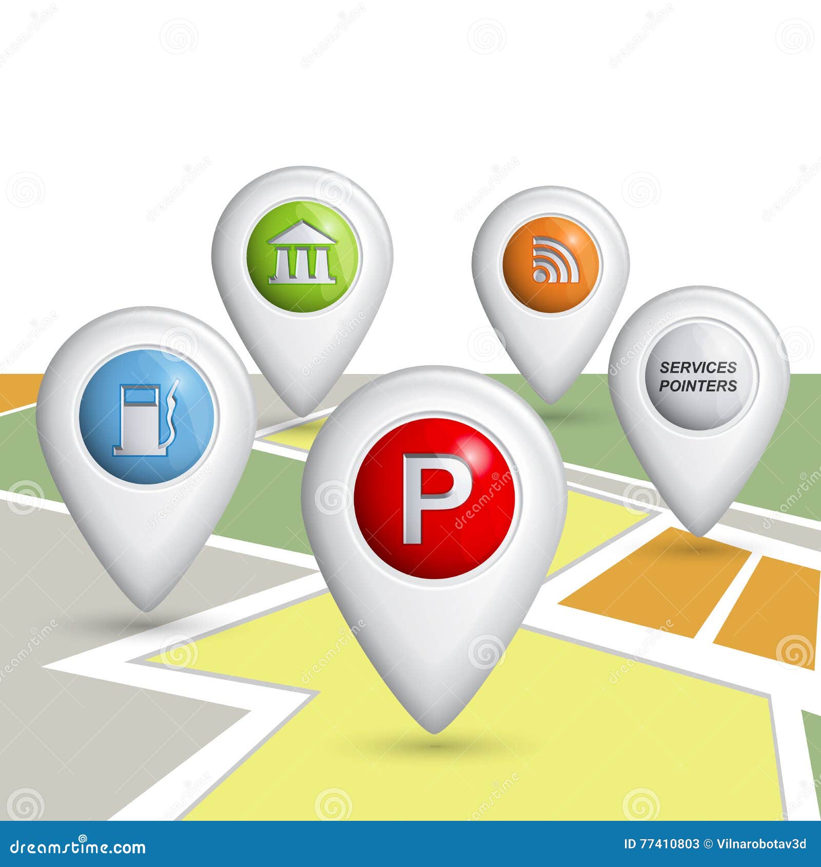 Set of Vector Round 3D Pointers Stock Vector - Illustration of point ...