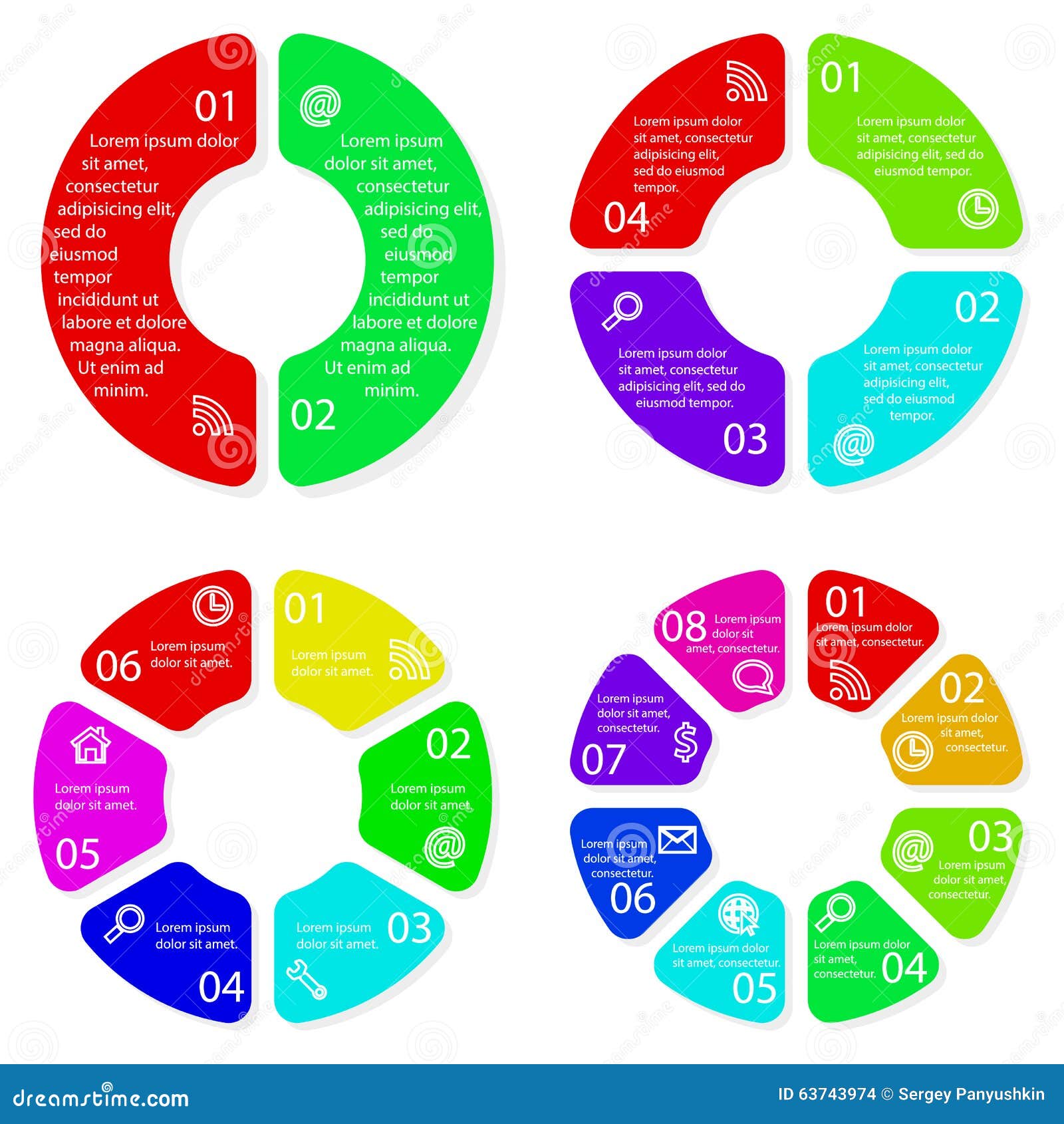 Set of Vector Round Infographic Diagrams Stock Vector - Illustration of ...