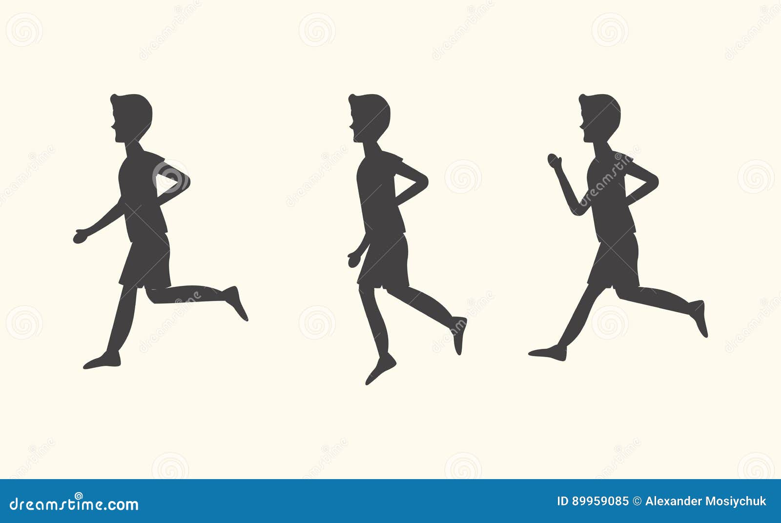 Set of Vector Running Boy or Young Man Silhouettes. Stock Vector ...