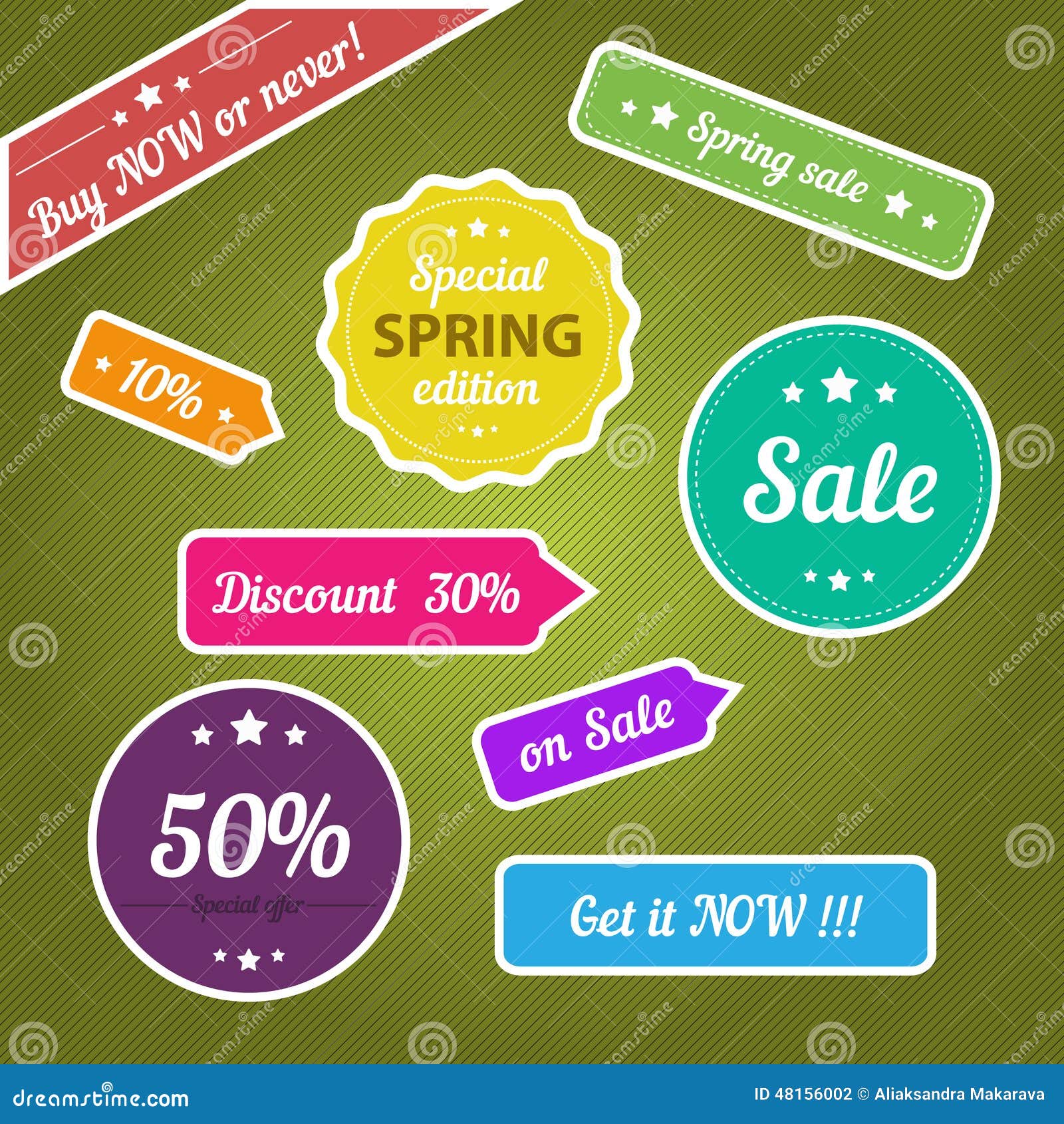 Set of Vector Sale Stickers Stock Illustration - Illustration of green ...