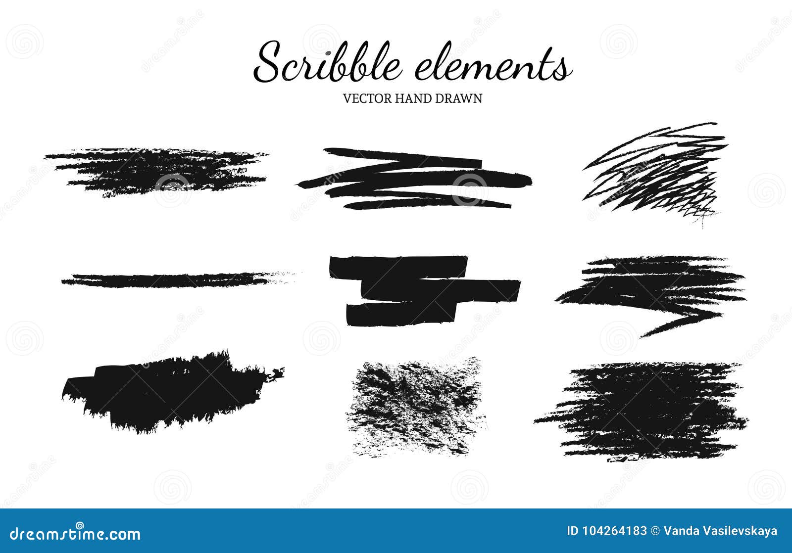 Vector Set Of Scribble Brushes. Collection Of Ink Lines, Set Of Hand ...