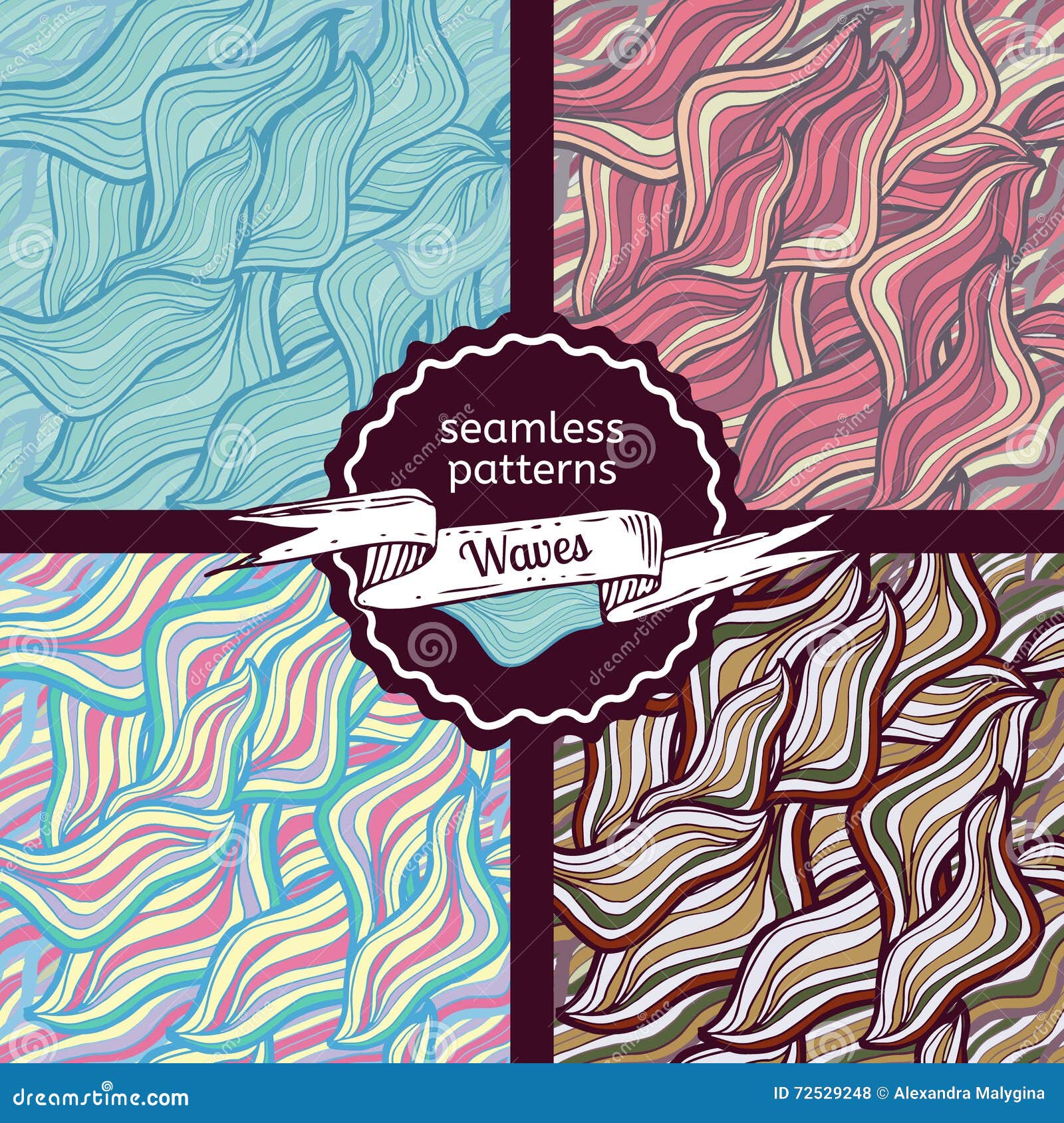 Set of Vector Seamless Abstract Hand-drawn Patterns. Stock Vector ...