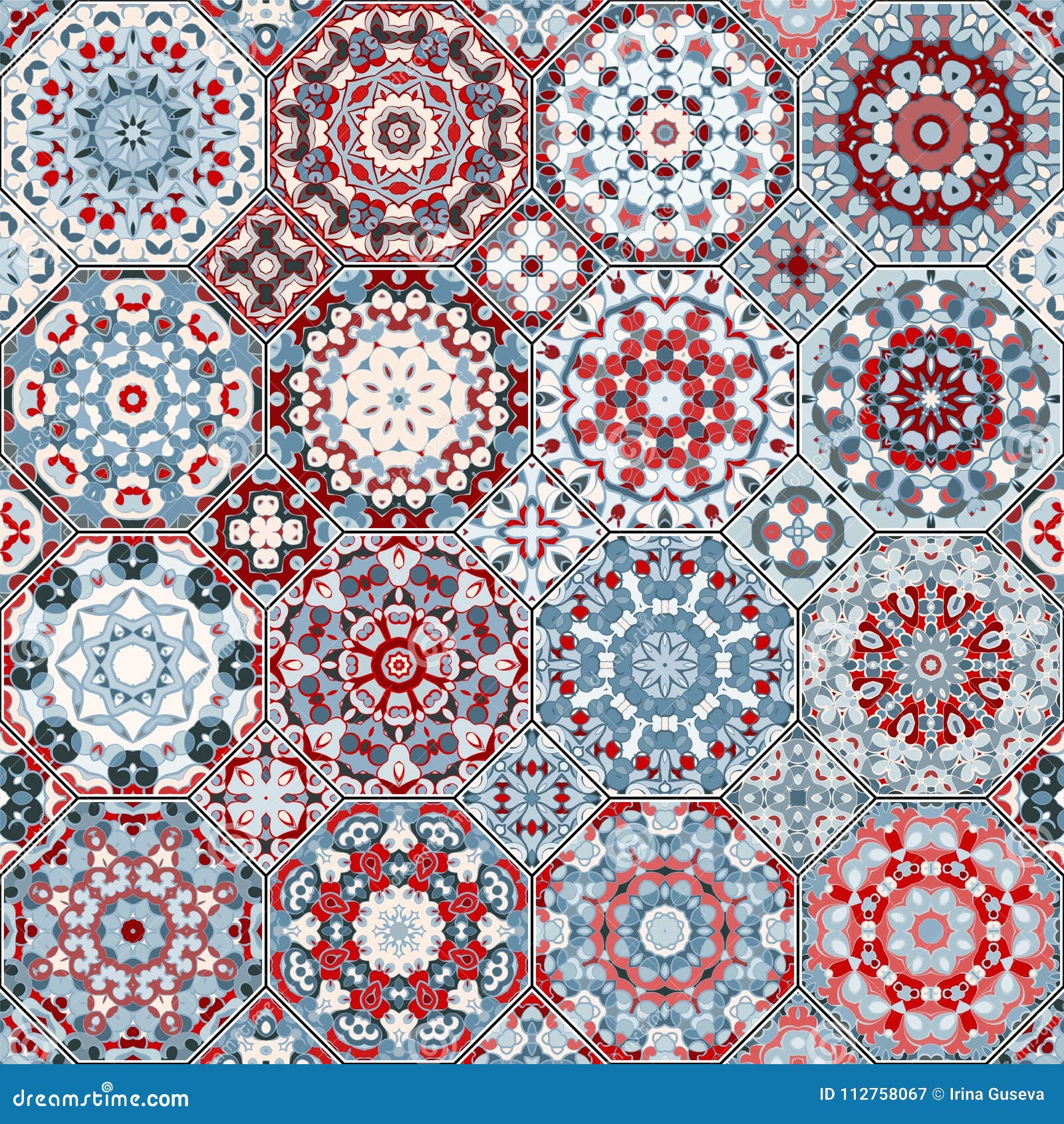 Set of Octagonal and Square Patterns. Stock Vector - Illustration of ...