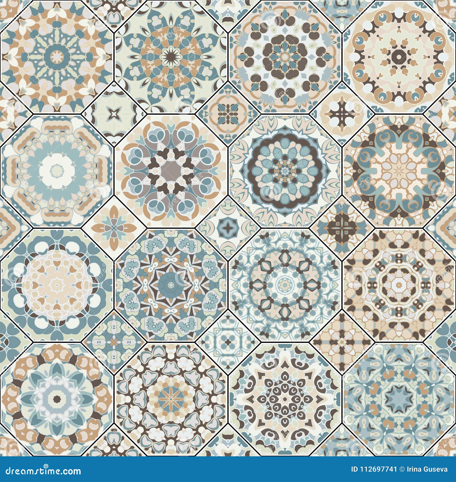 Set of Octagonal and Square Patterns. Stock Vector - Illustration of ...