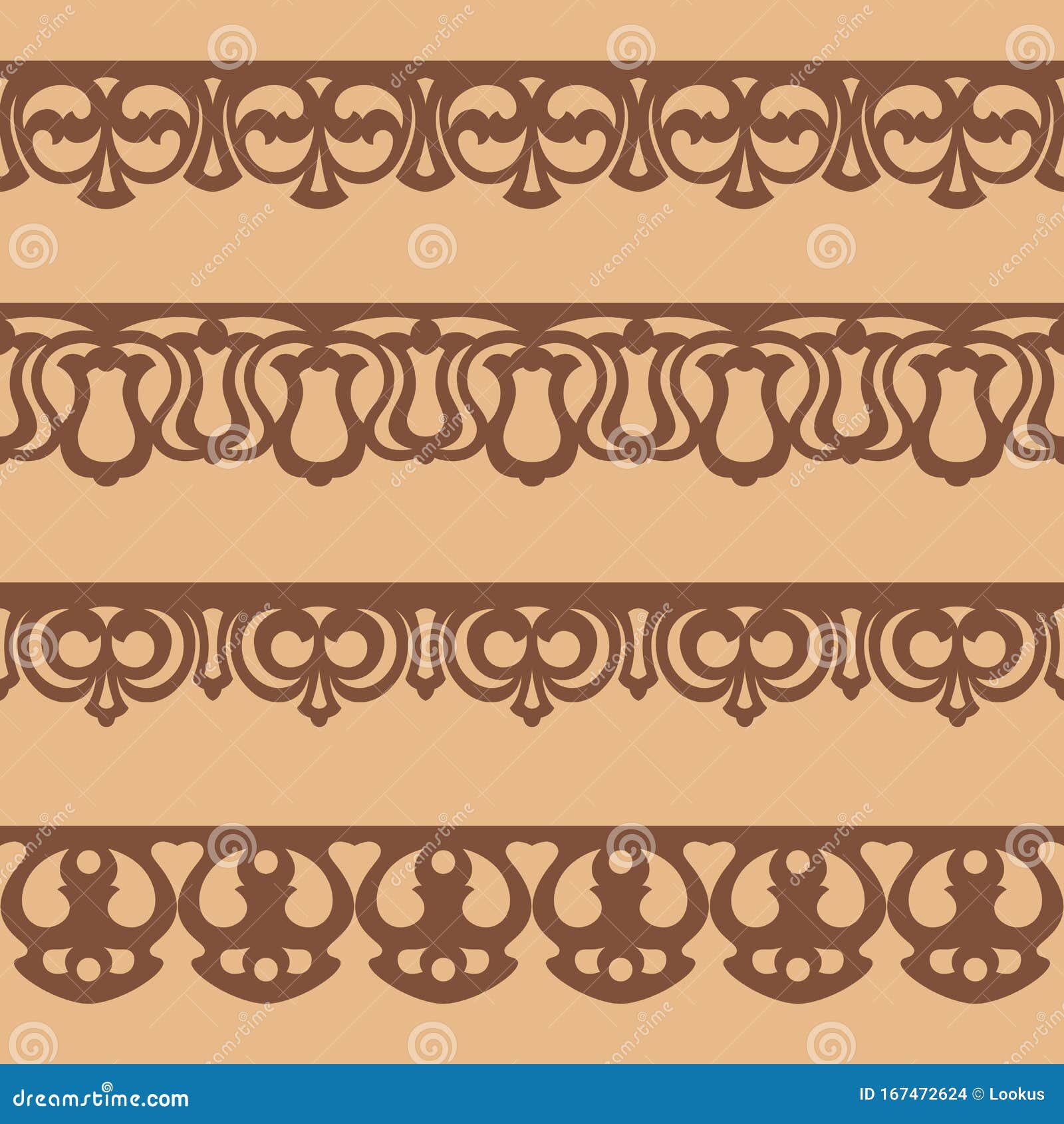 Set of Vector Seamless Borders. Stock Illustration - Illustration of ...