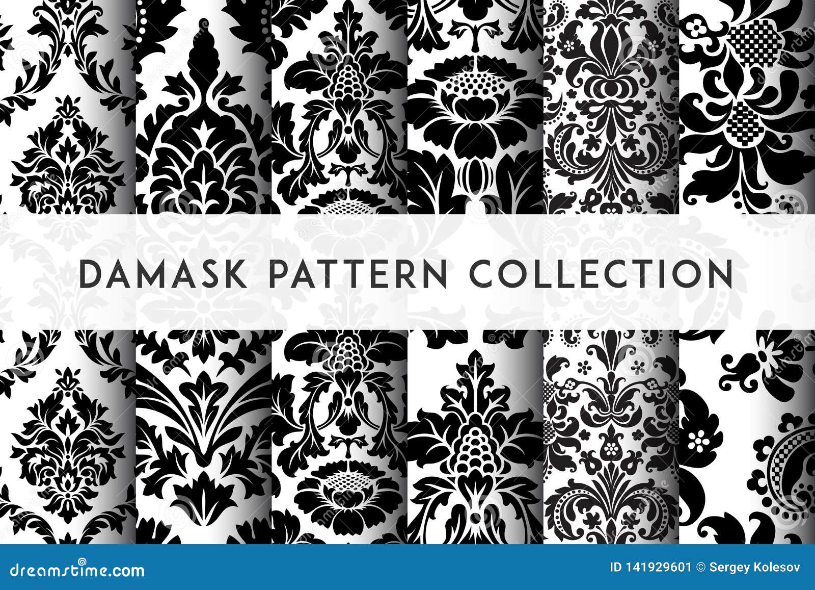 Set of Vector Seamless Damask Patterns. Rich Ornament, Old Damascus ...