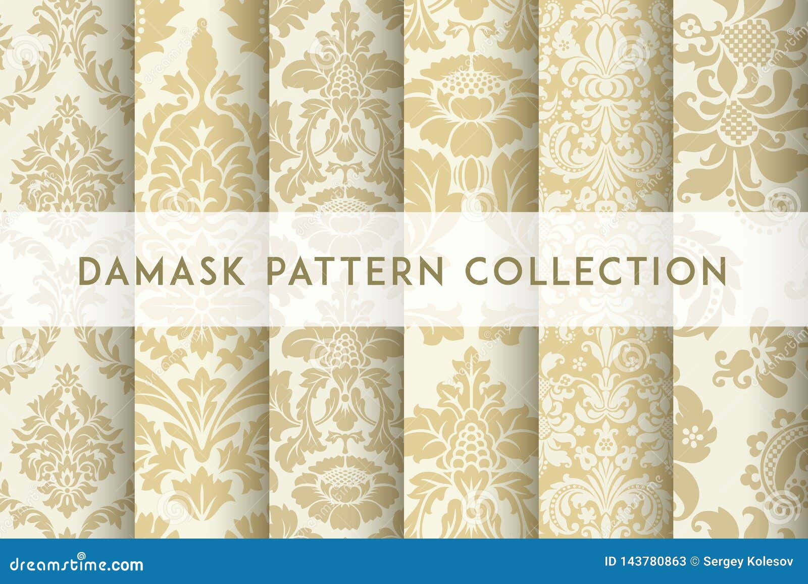 Set of Vector Seamless Damask Patterns. Rich Ornament, Old Damascus ...