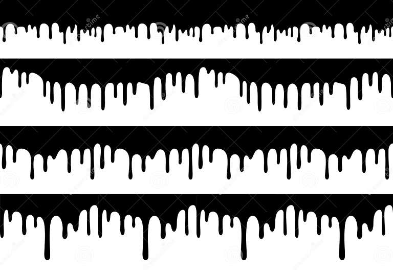 Set of Vector Seamless Drip Borders. Isolated Drop Shapes Stock Vector ...