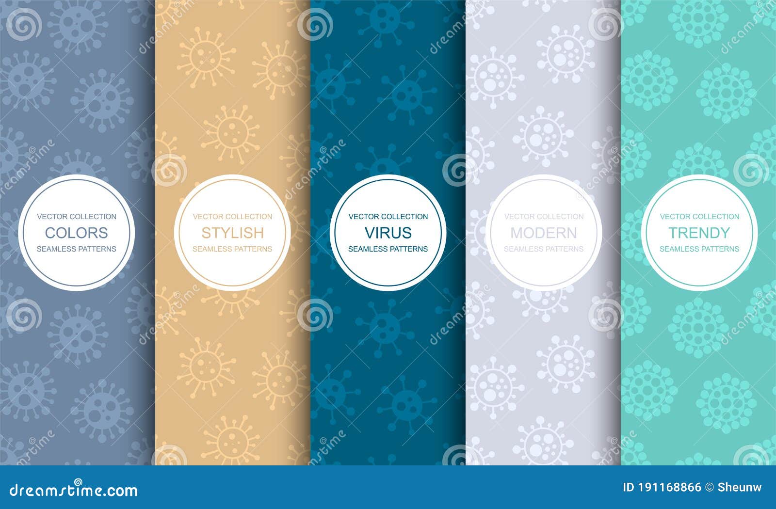 Set of Vector Seamless Geometric Virus Patterns - Colorful Design ...