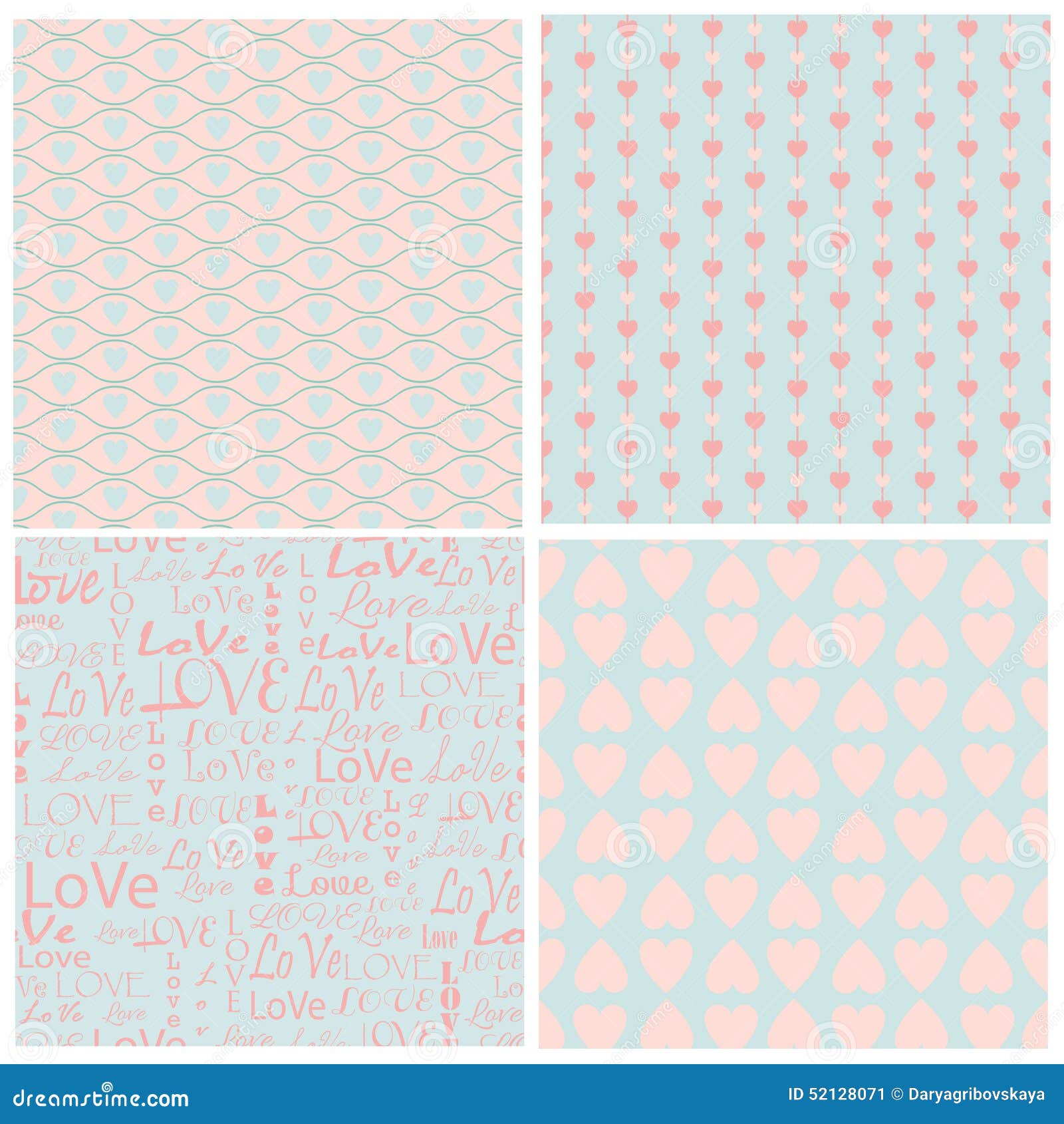 Set of Vector Seamless Love Patterns Stock Vector - Illustration of ...