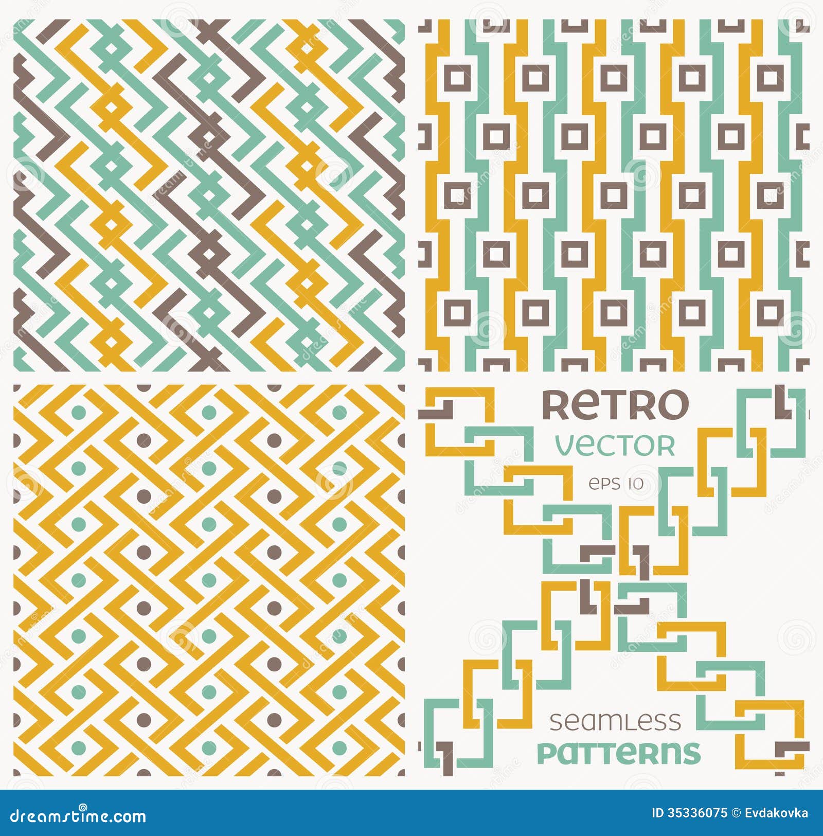 Set of Vector Seamless Textures in Retro Style. Stock Vector ...