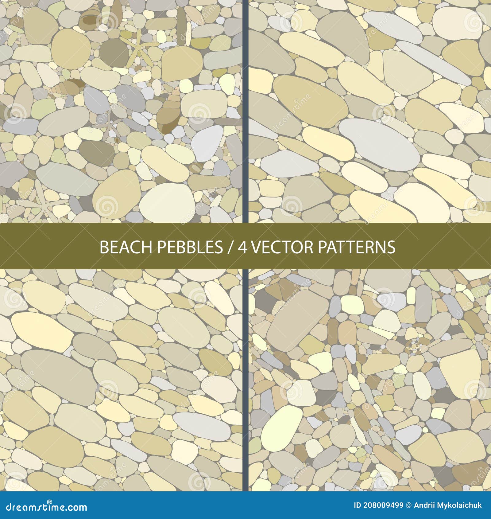 Set of Vector Seamless Textures of Sea Beach Pebbles Stock Vector ...