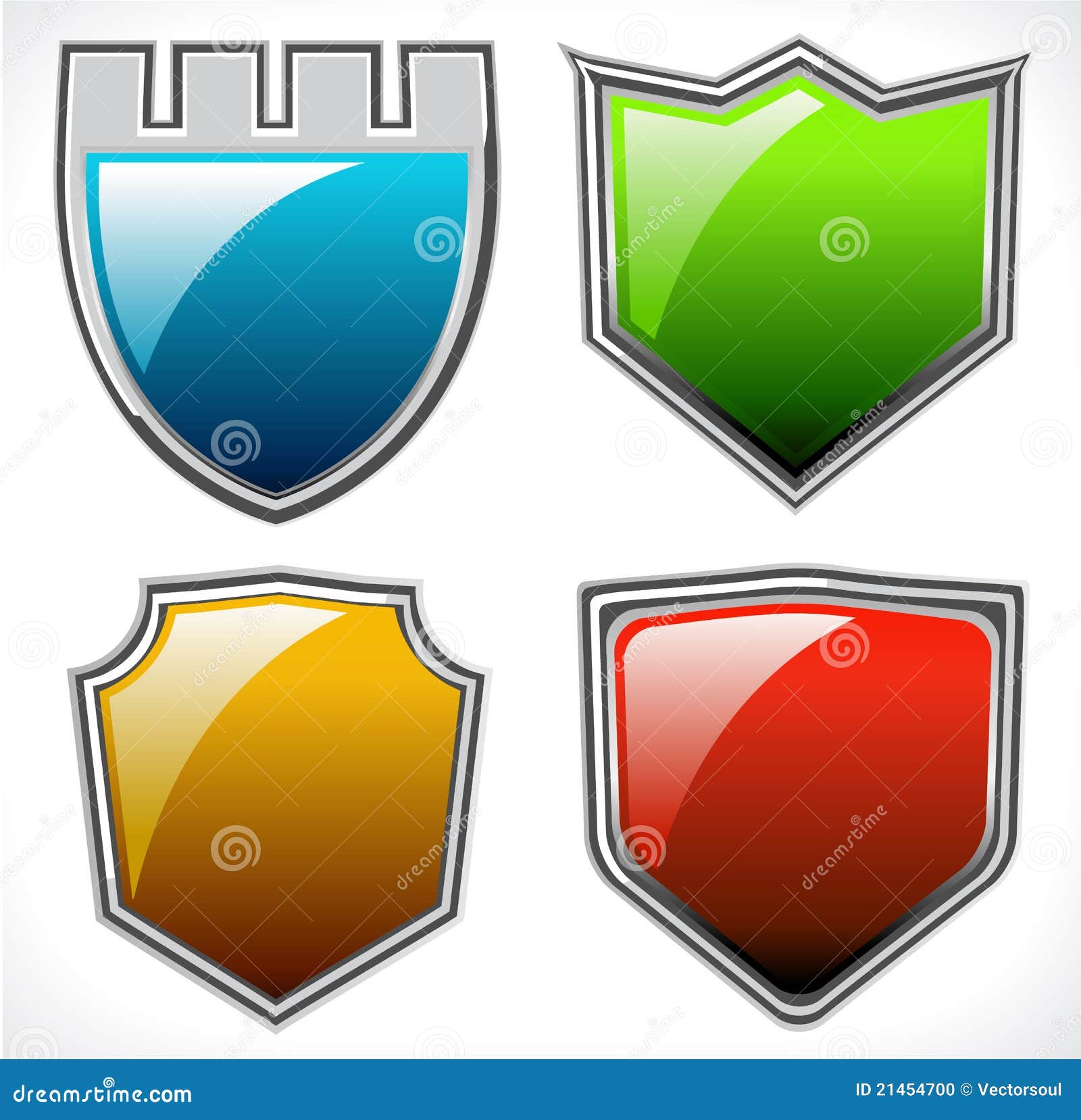 Set of vector shields stock vector. Illustration of green - 21454700