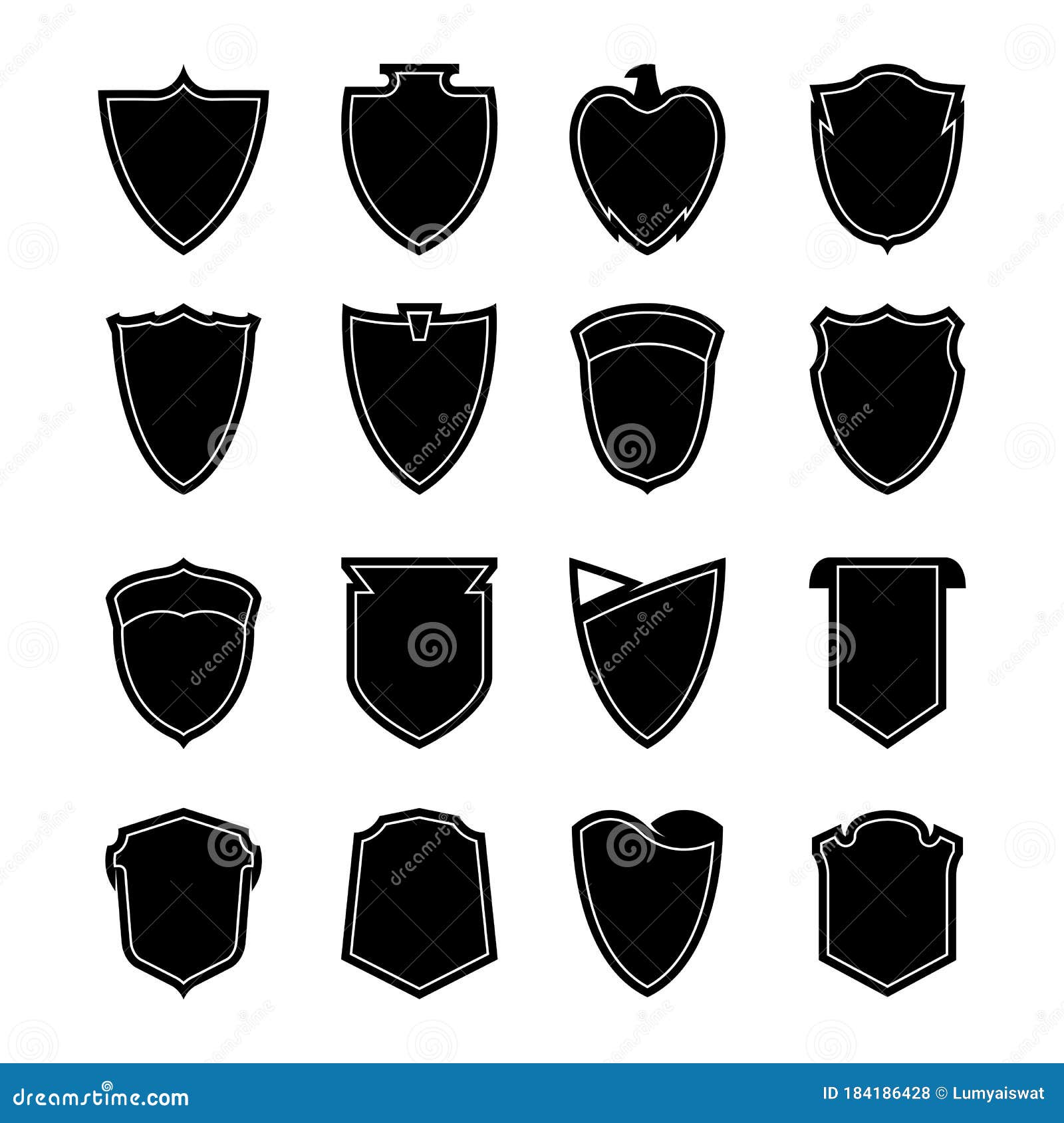 Set of Vector Shields Isolated on White Background Stock Vector ...