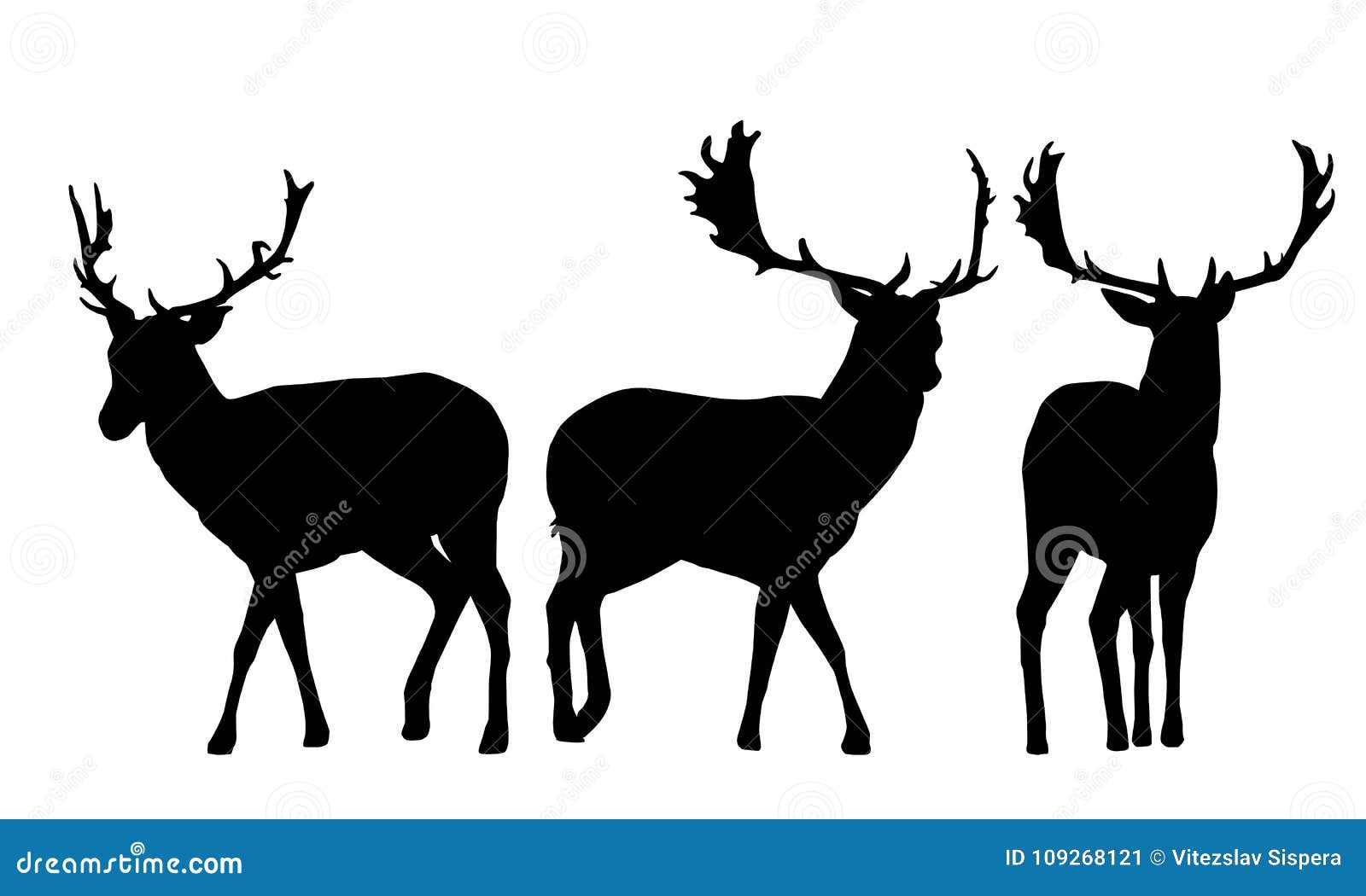 Set of Vector Silhouettes of Three Deer Stock Vector - Illustration of ...