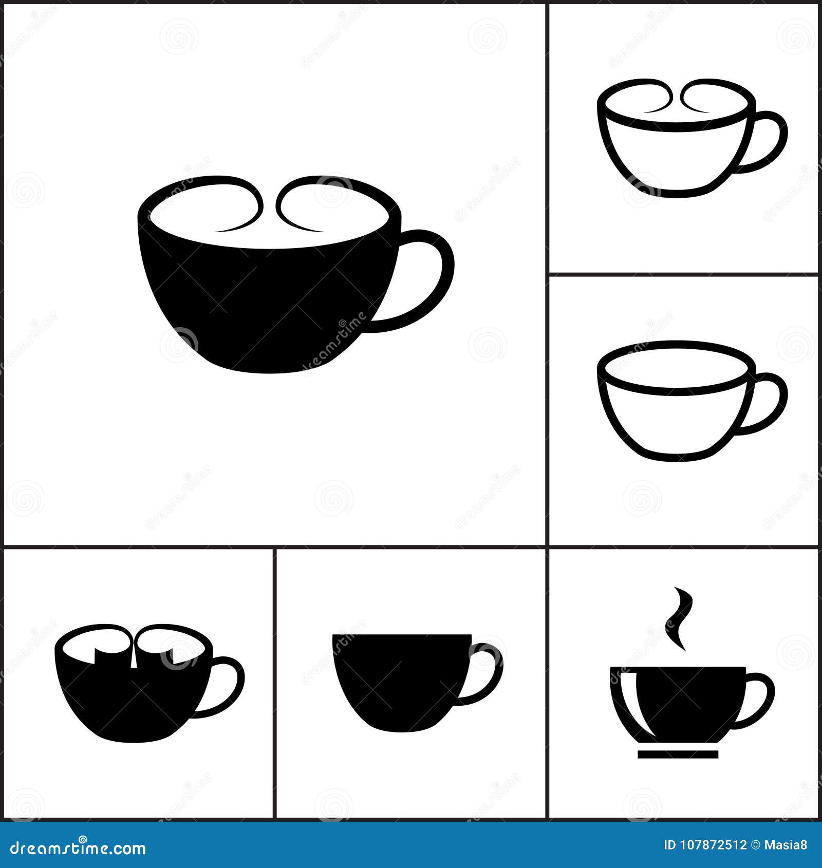 Vector coffee cup icons stock illustration. Illustration of restaurant ...