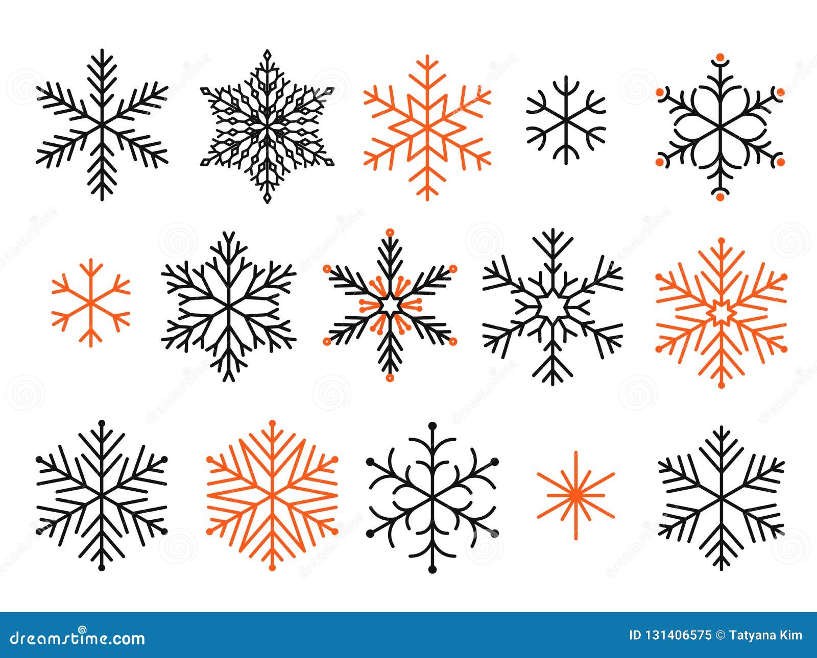 Set of Vector Snowflakes . 15 Snowflakes of Different Size and Shape ...