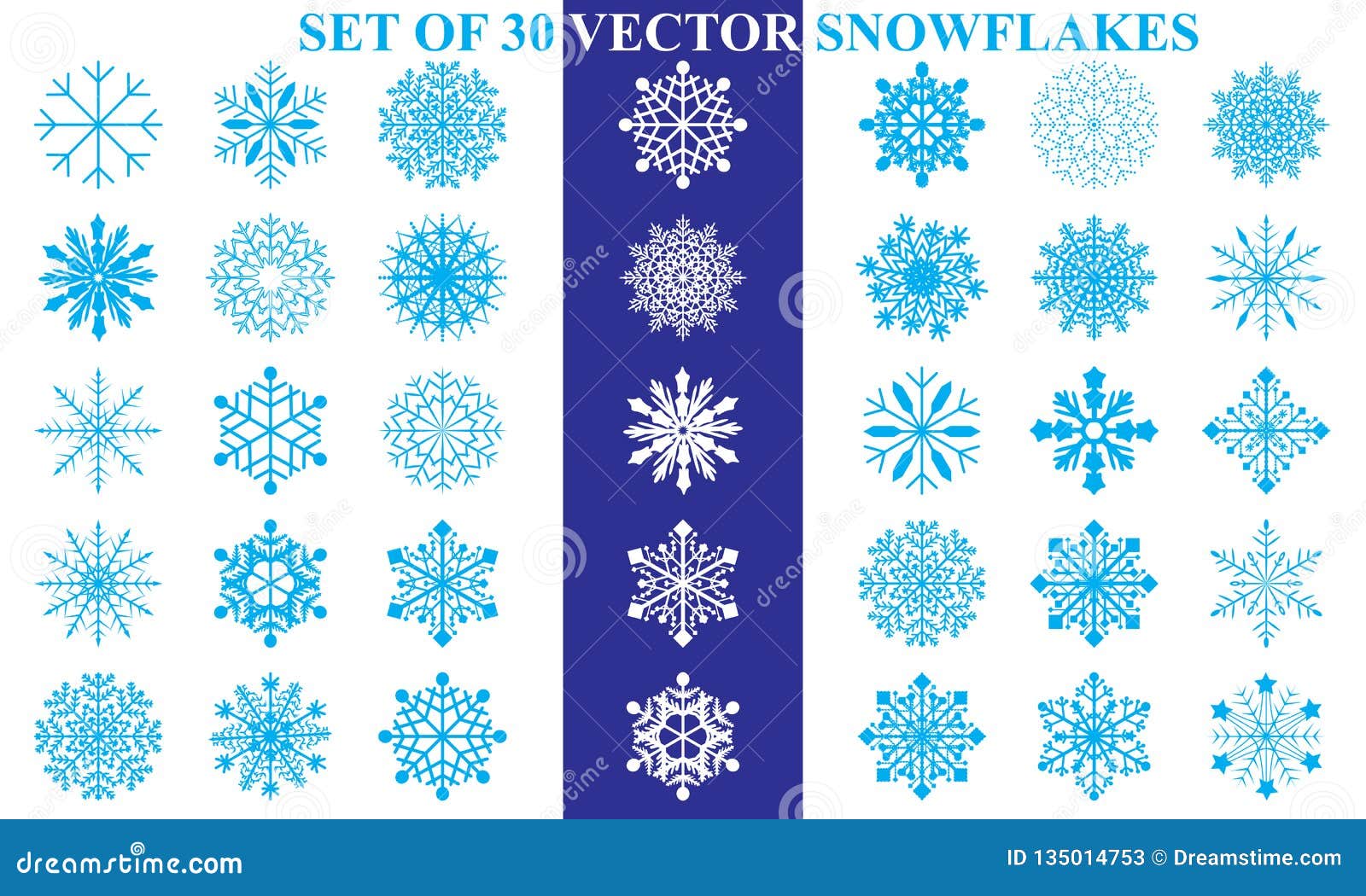 Set of 30 Vector Snowflakes Stock Vector - Illustration of xmas, cold ...