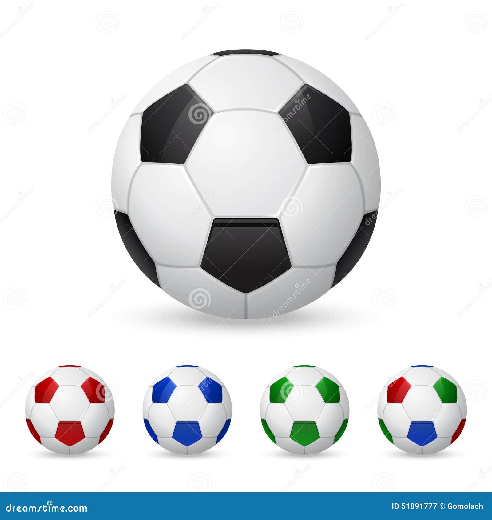 Set of vector soccer balls stock vector. Illustration of green - 51891777